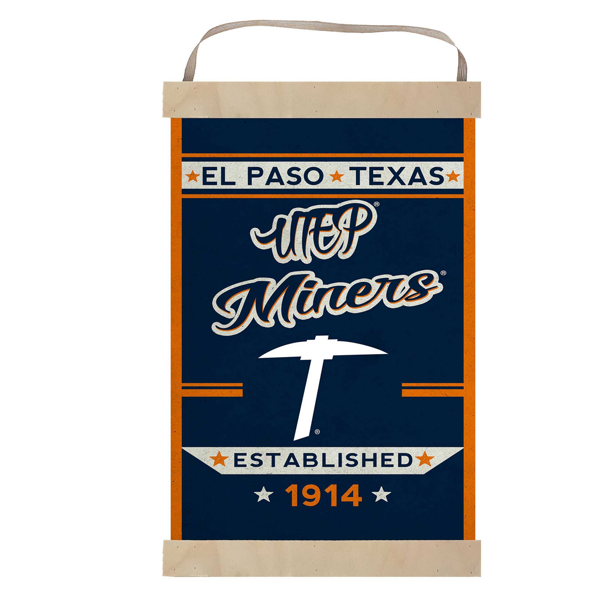 Jardine UTEP Miners 12'' x 20'' Faux Rust Banner Sign Orange 5201740 ...