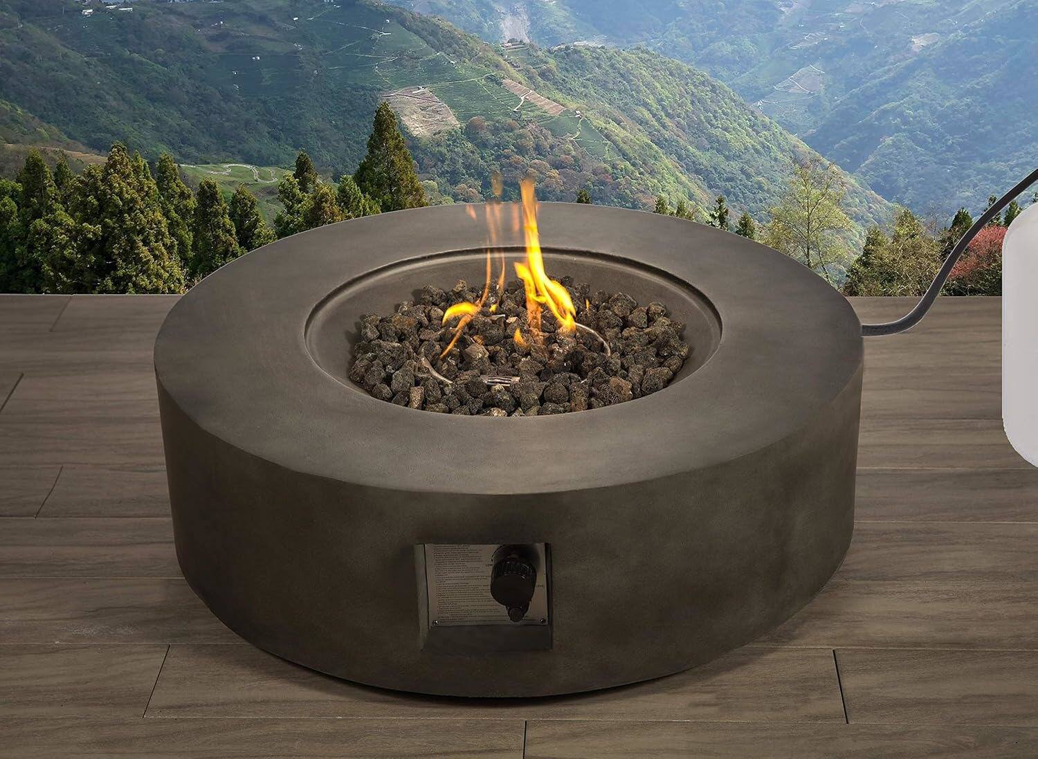 Spaco 12" Height Fibre Reinforced Concrete Outdoor Fire Pit Table ...