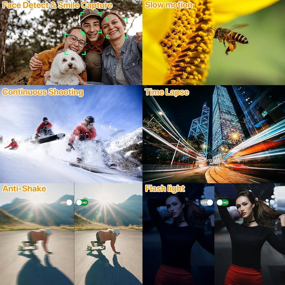 ACJPR 4K Digital Camera, 16X Zoom, 180° Flip Screen, Auto Focus, SD ...