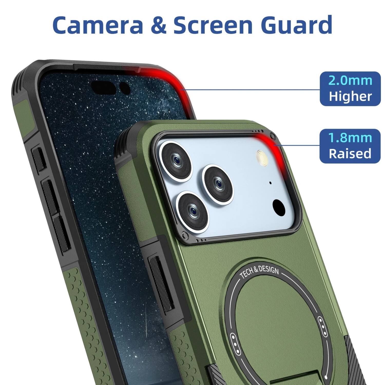 Stock Preferred iPhone 17 Rugged Magnetic Case with Kickstand, Screen ...