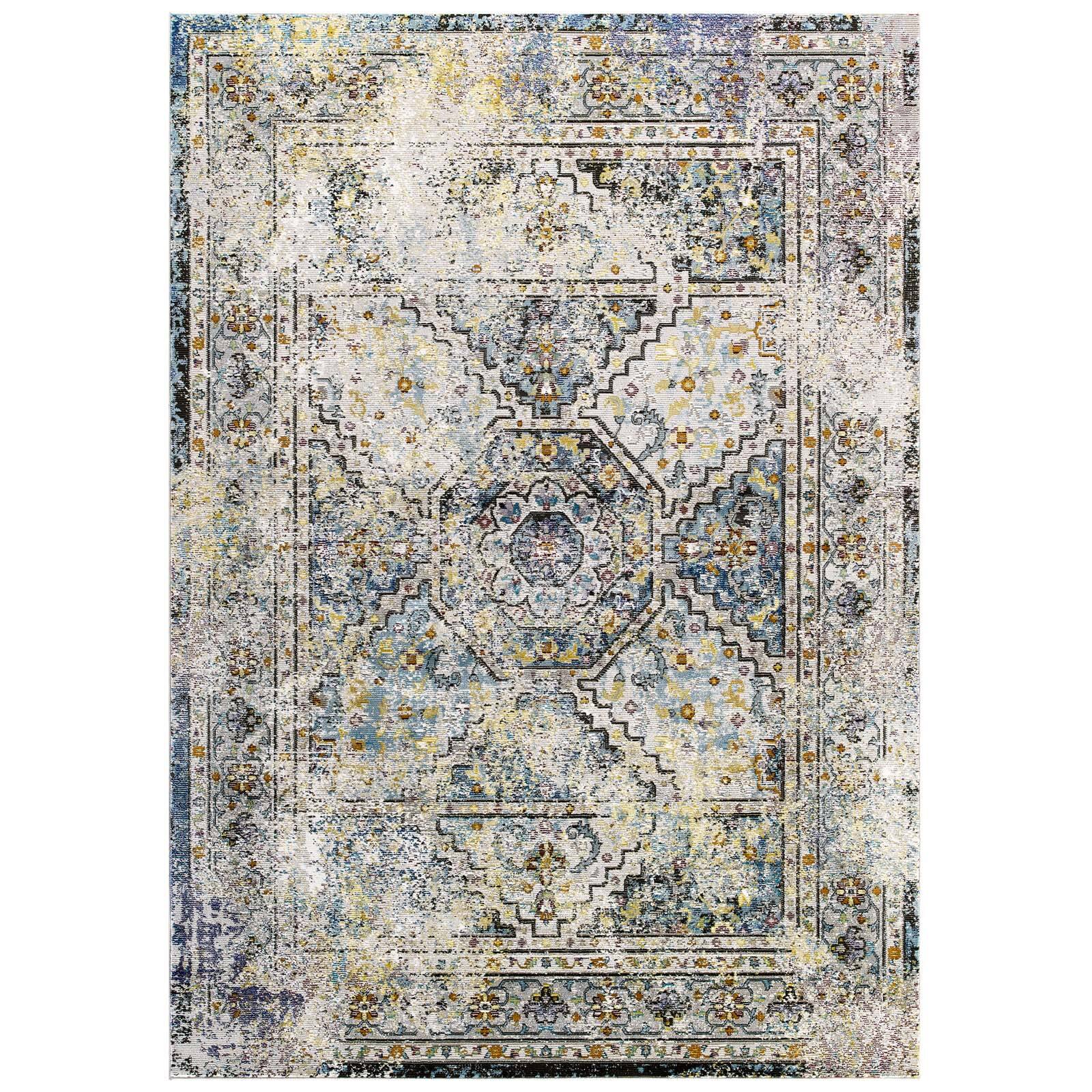 Modway Success Jacinda Distressed Vintage Floral Vintage Medallion Area ...