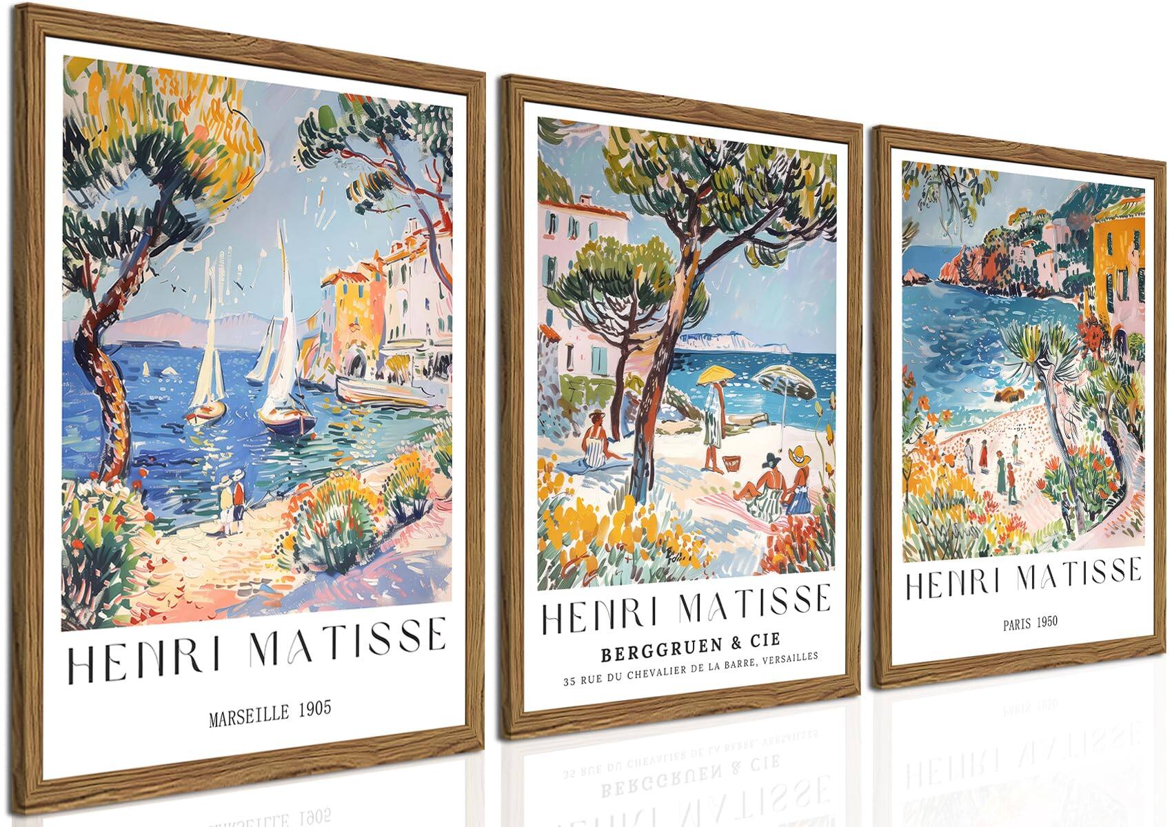Fabibe Window Henri Matisse Wall Art Set of 3, Modern Coastal Fauvism ...
