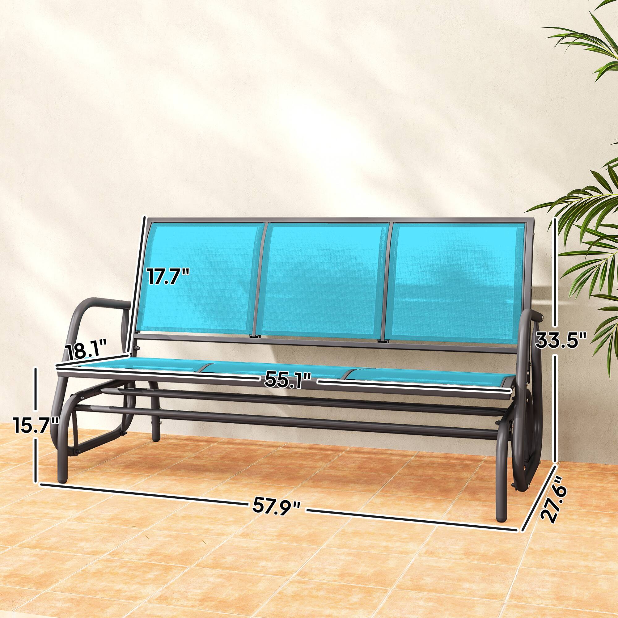 Outsunny Outdoor Patio Glider Bench, Porch Glider Swing with 3 Seats ...