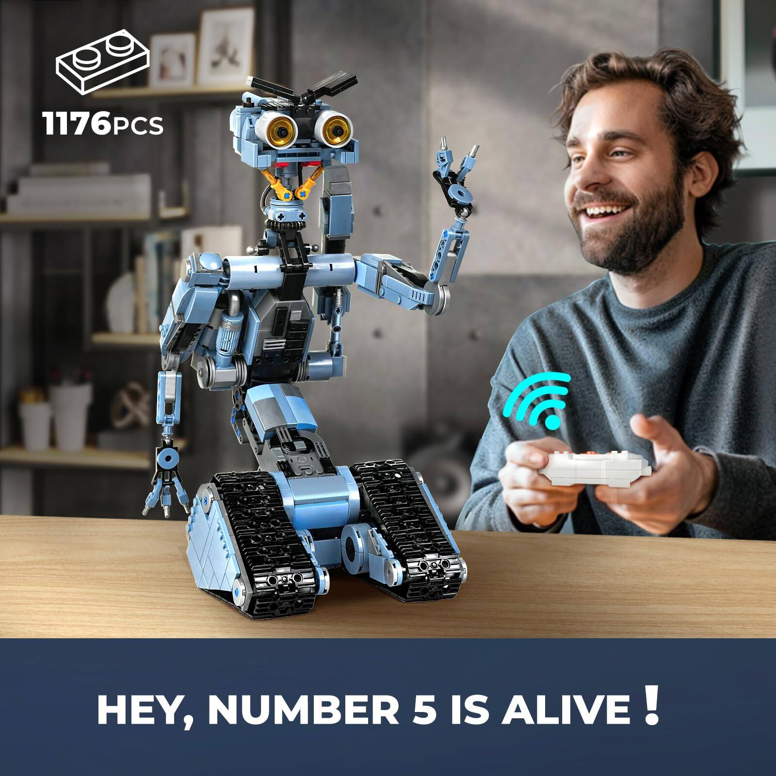 EZTW1 1176 Johnny 5 Robot Building Set With Rechargeable For Chirstmas ...