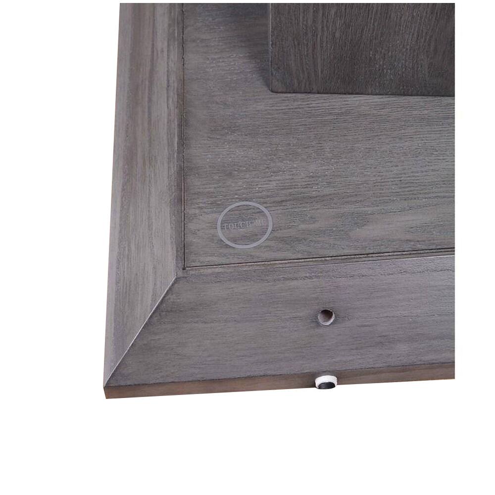 Manhattan Lane Glass Top End Table with Wooden Pedestal Base Gray ...