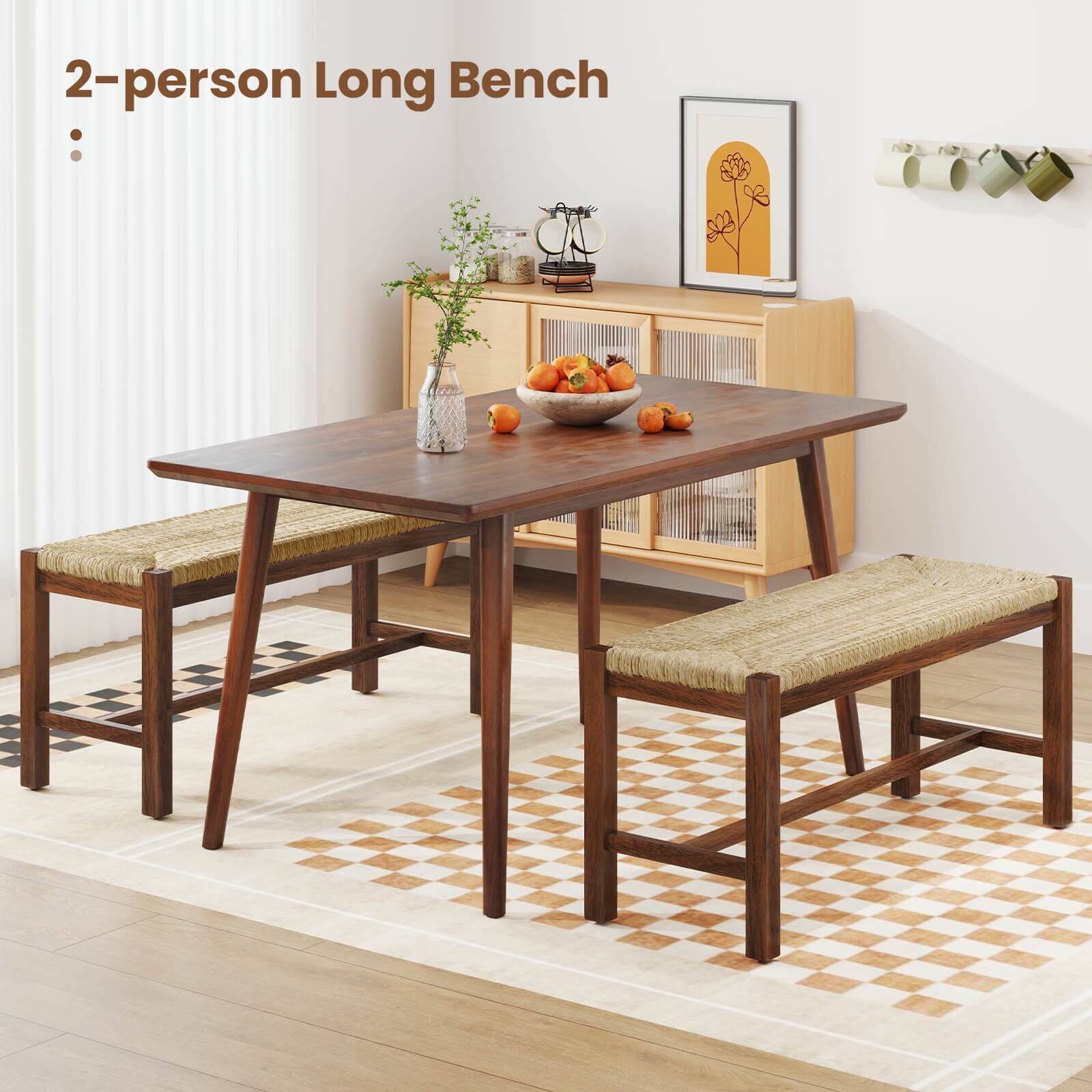 Costway 40" Long Wood Bench Indoor Dining Entryway End of Bed Bench ...
