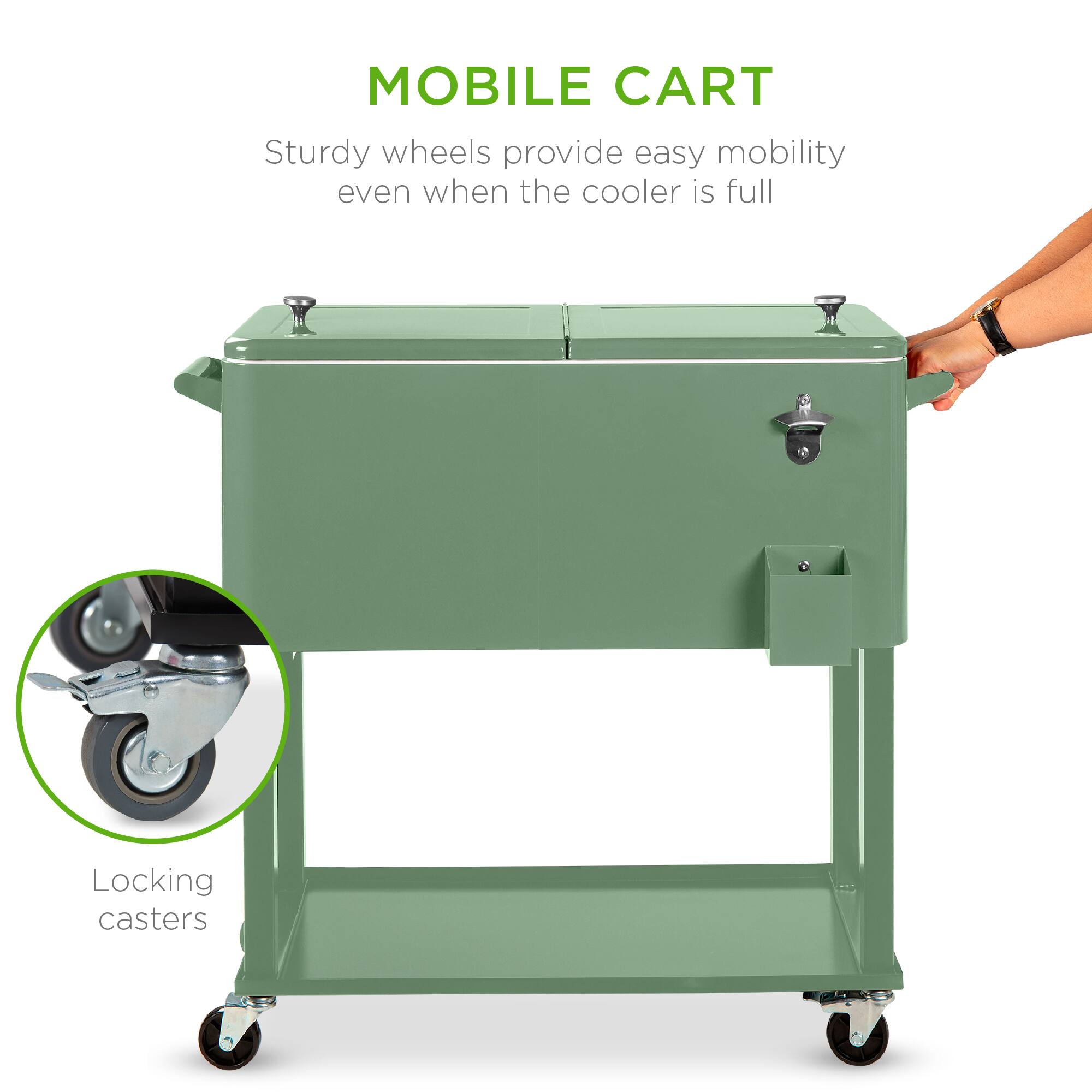 Best Choice Products 80qt Steel Rolling Cooler Cart w/ Bottle Opener ...