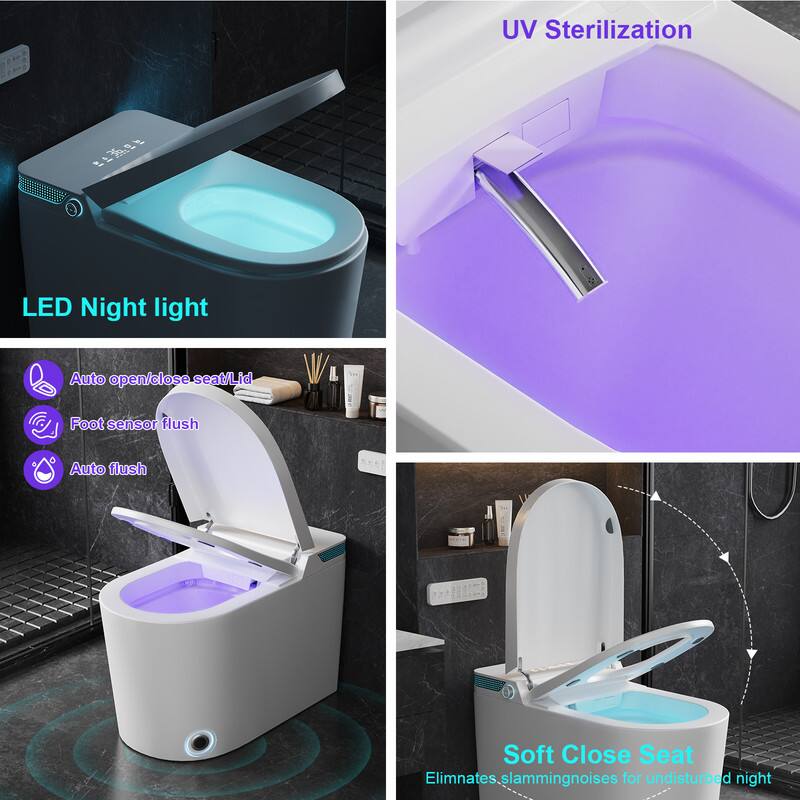 Vipbear Smart Toilet with Tank, Auto Lid, Foot Flush, Heated Seat,UV ...