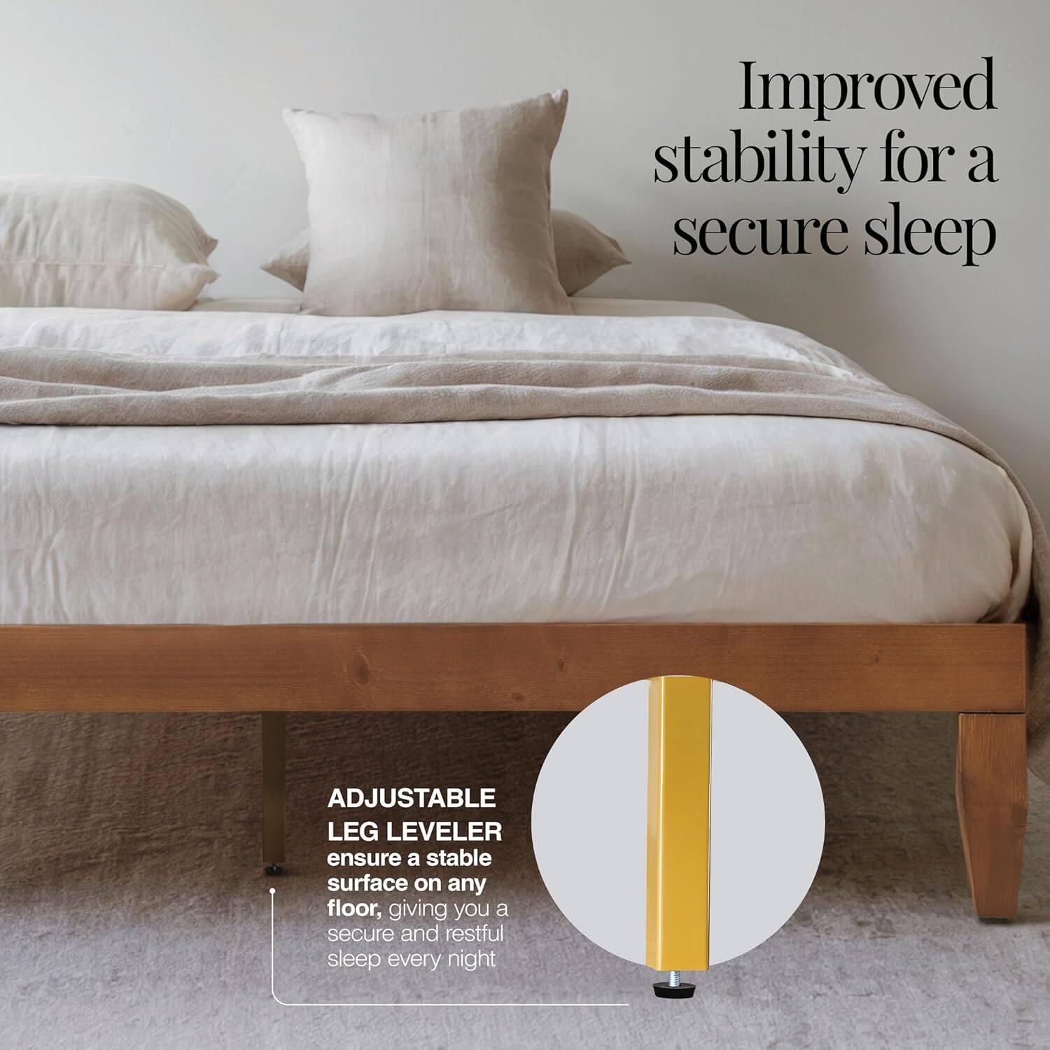 Maple99 Wood Platform Bed Frame Queen Size 12 Inch Pine Frame, No Box ...