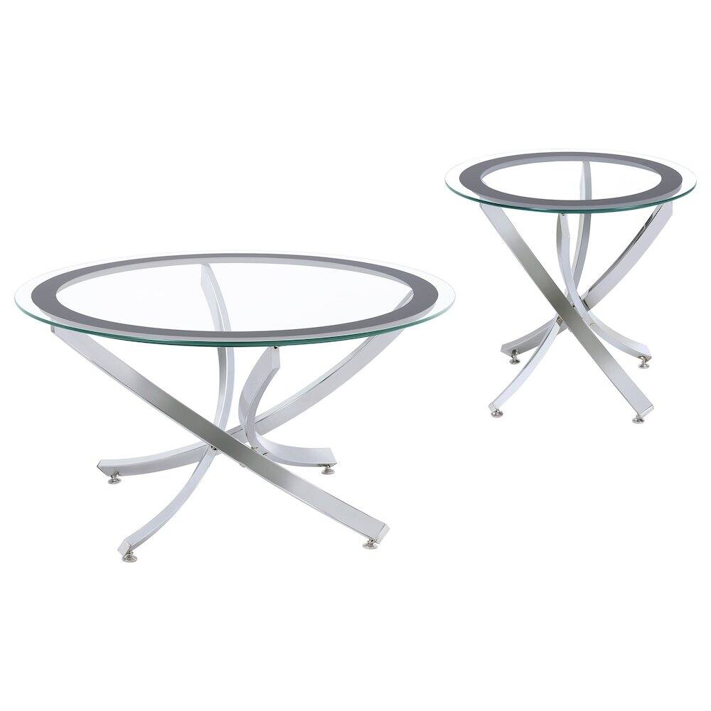 Coaster Co. of America Brooke 2 piece Round Glass Top Coffee Table Set ...