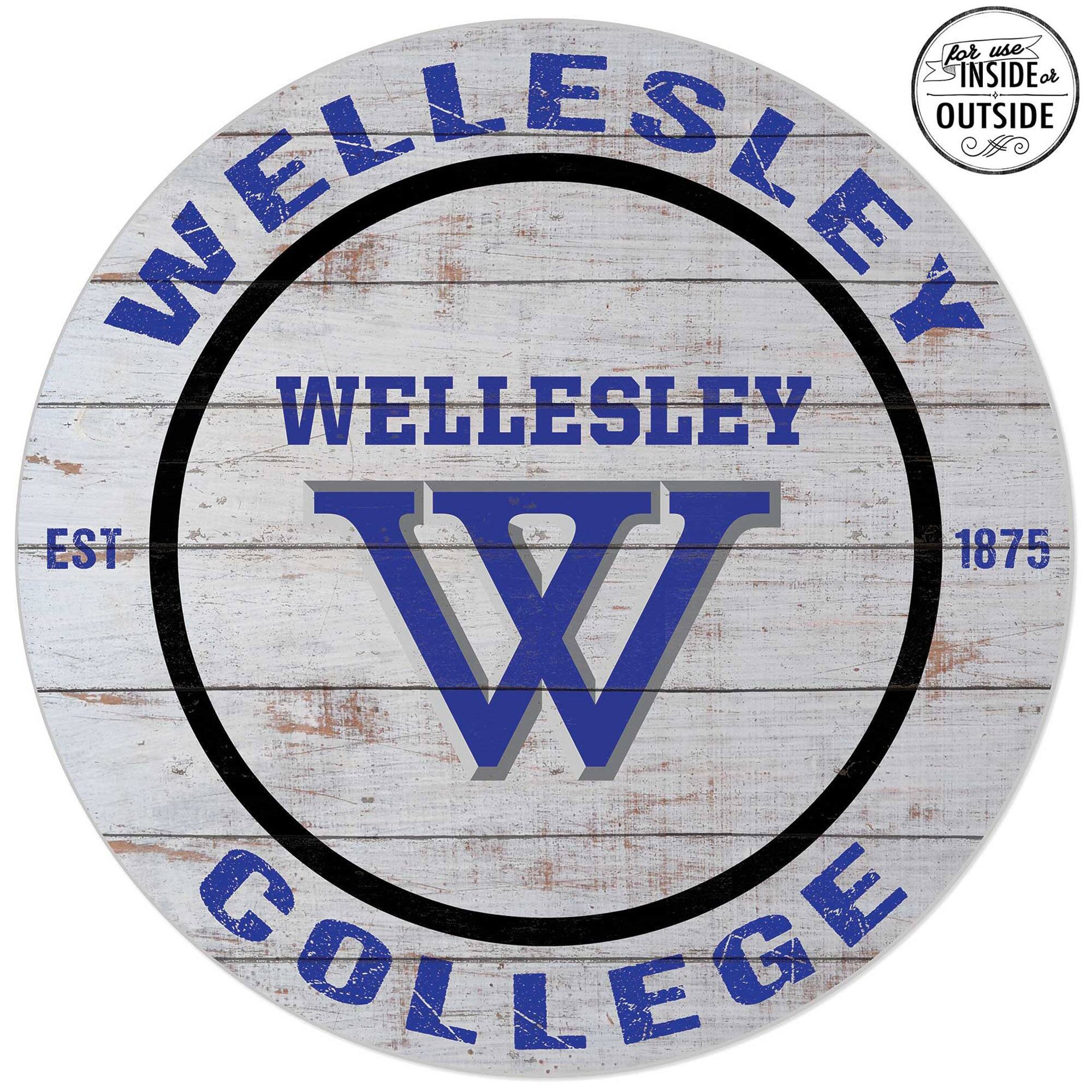 Jardine Wellesley Blue 20'' Indoor/Outdoor Weathered Circle Sign White ...