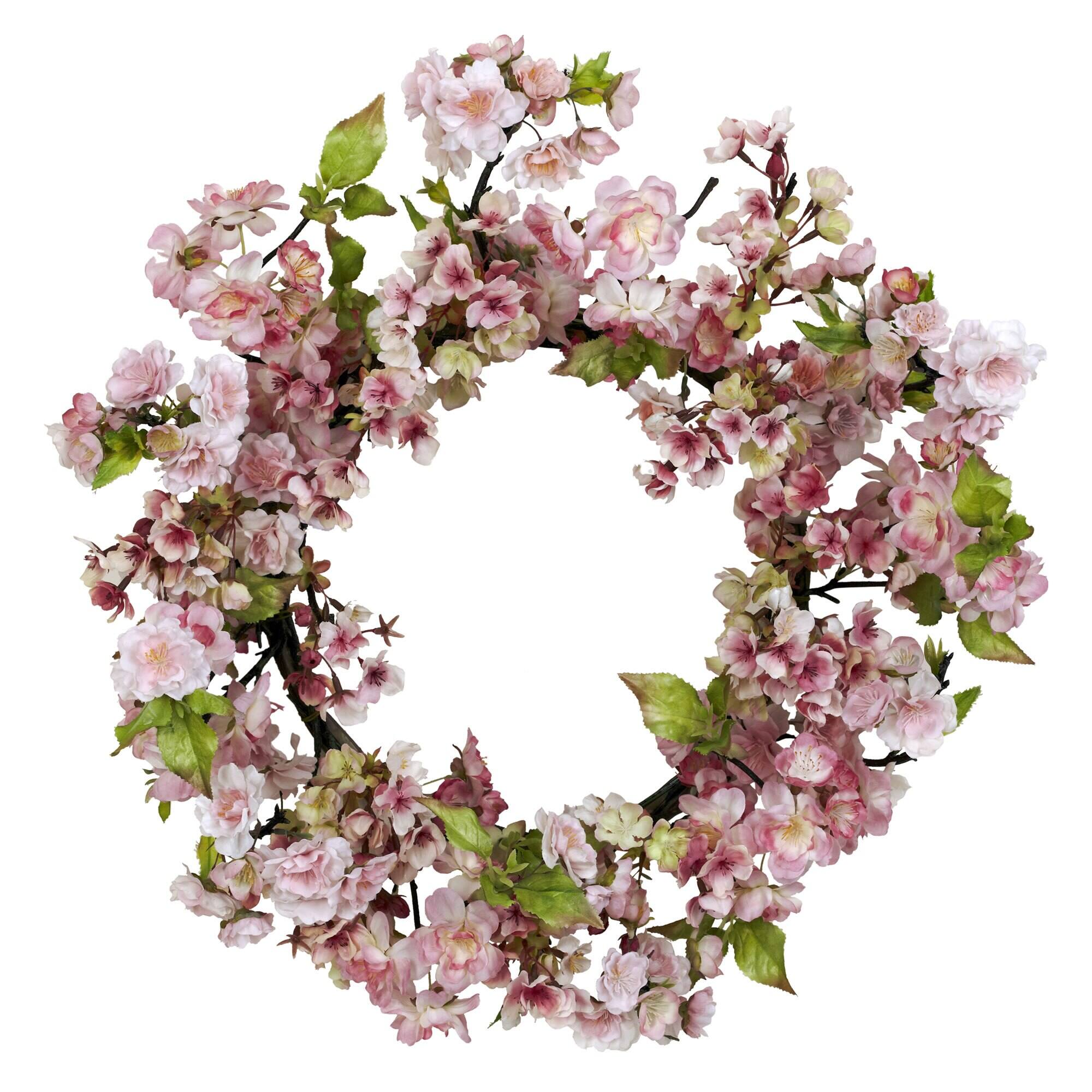 BreeBe 24" Cherry Blossom Wreath Pink 4783 - Best Buy