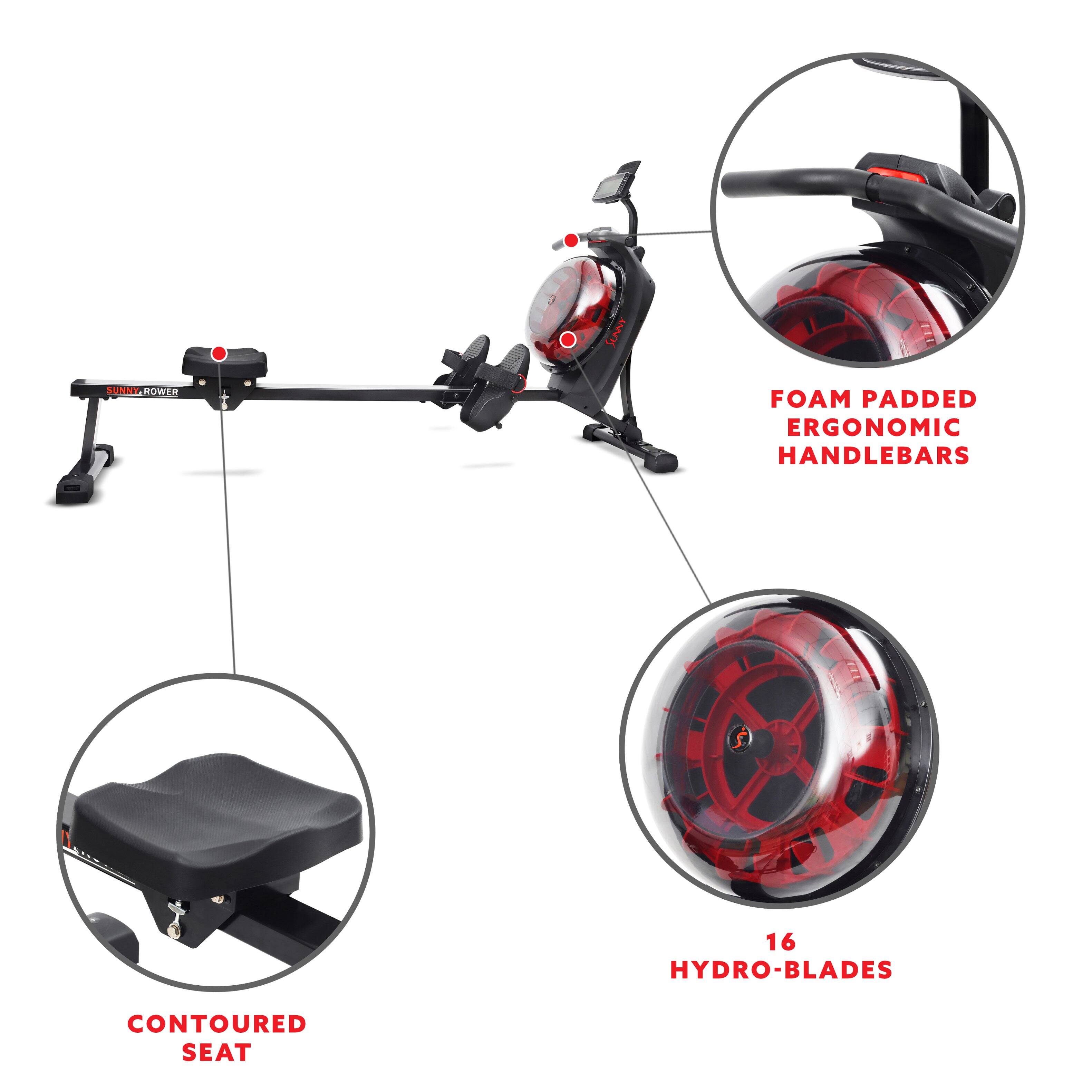 Sunny Health & Fitness Hydro + Dual Resistance Smart Magnetic Water ...