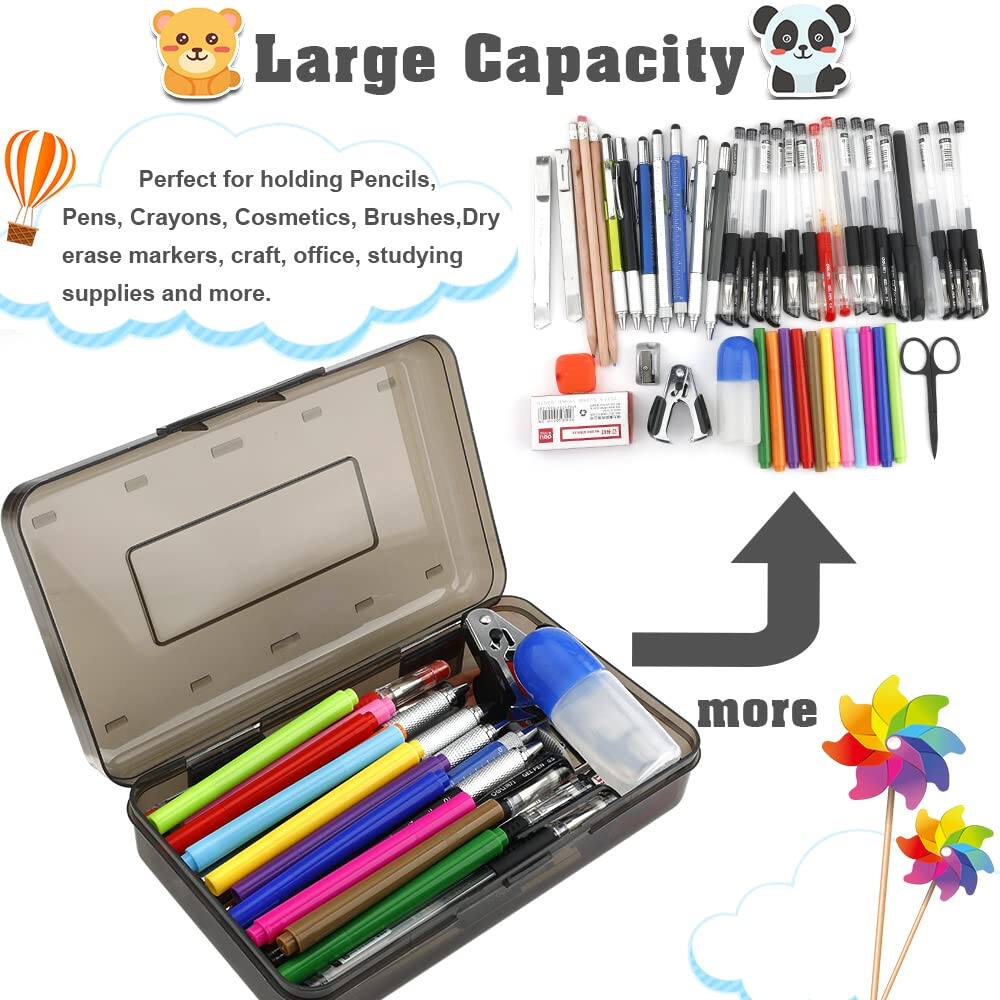 Dapper Styles Pencil Box Capacity Case Hard Crayon With Lid Stackable ...