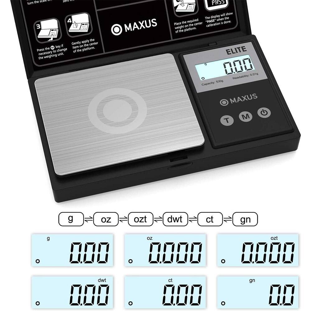 ACJPR Pocket Gram Scale 500g x 0.01g, Precision, Tray, LCD Display ...