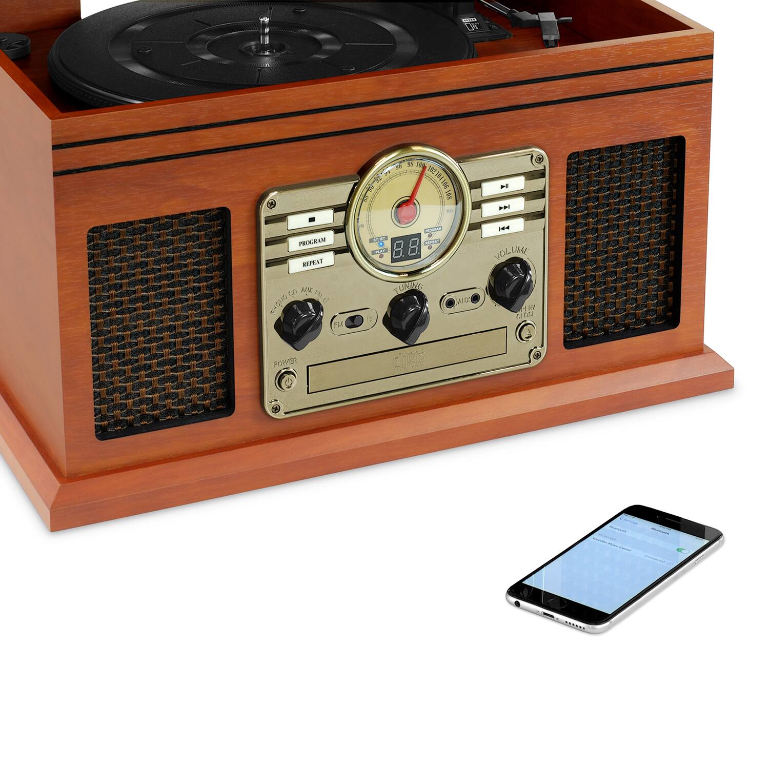 Victrola Bluetooth Stereo Audio System Mahogany VTA-200B MAHOGANY ...