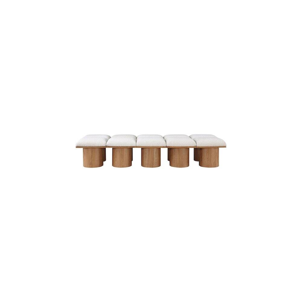 Meridian Furniture Pavilion Bench Cream Boucle Fabric 467Cream-10C ...
