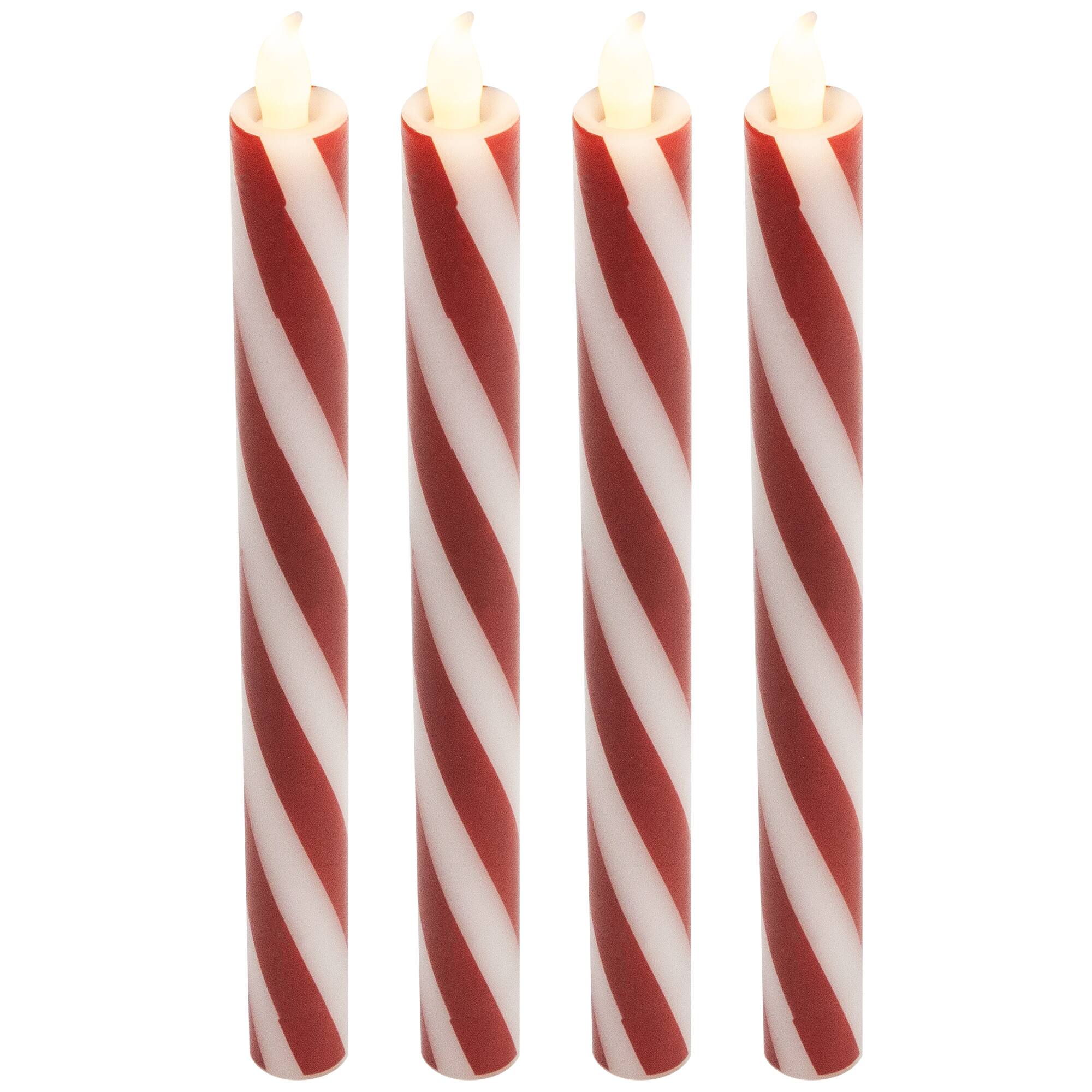 Northlight Candy Cane Striped Flameless Tapered Christmas Candles 9.5 ...