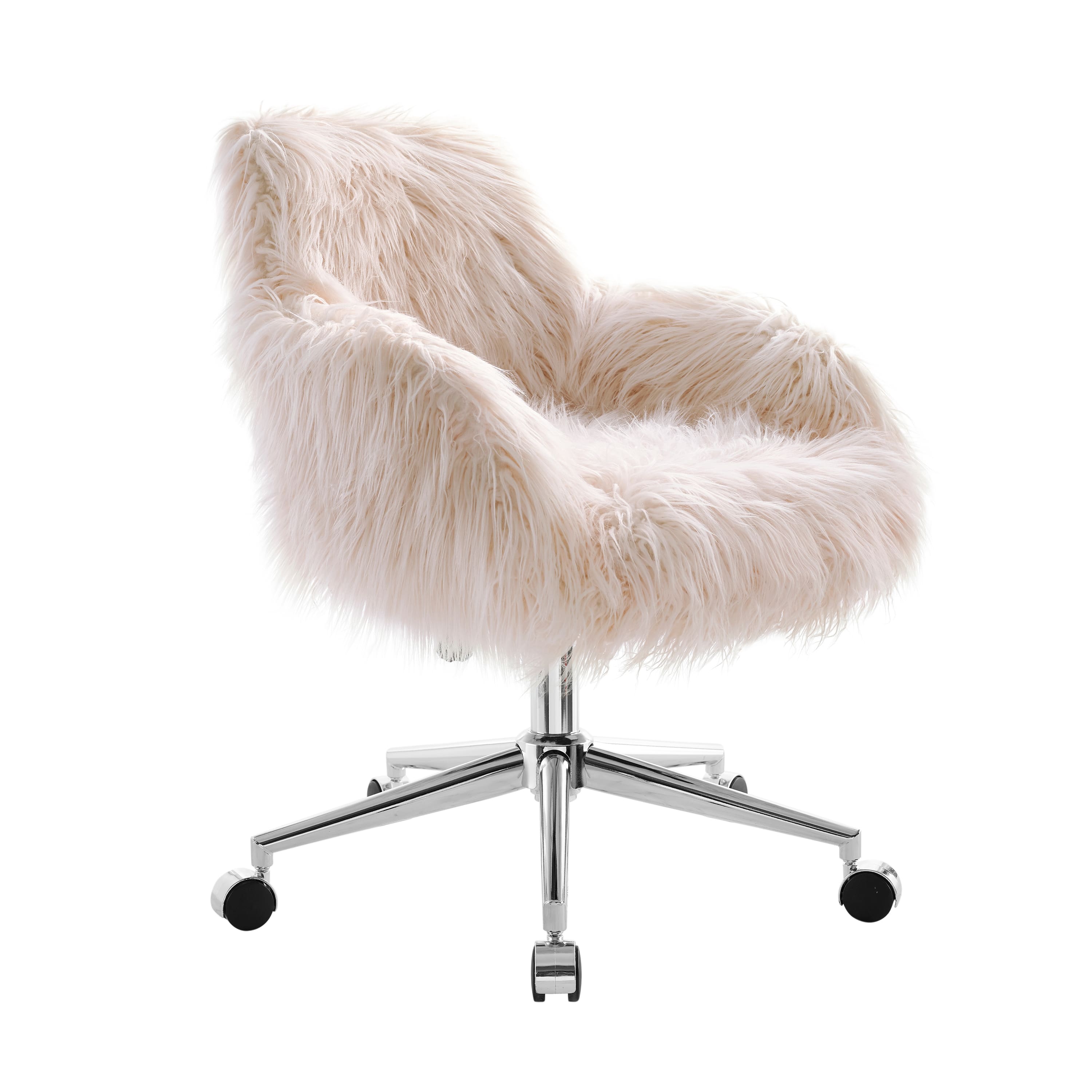 Pink fluffy swivel chair store