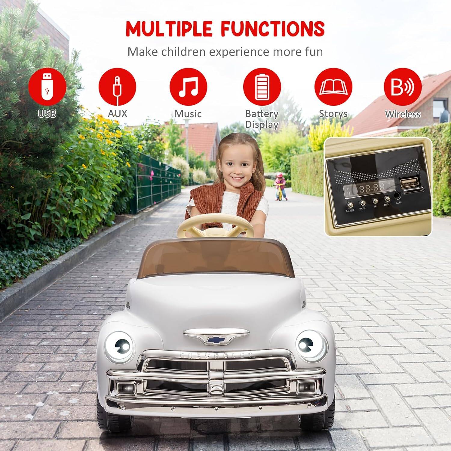 Homhougo 12V Kids Ride On Car, Licensed Chevrolet 3100 Pickup Battery ...
