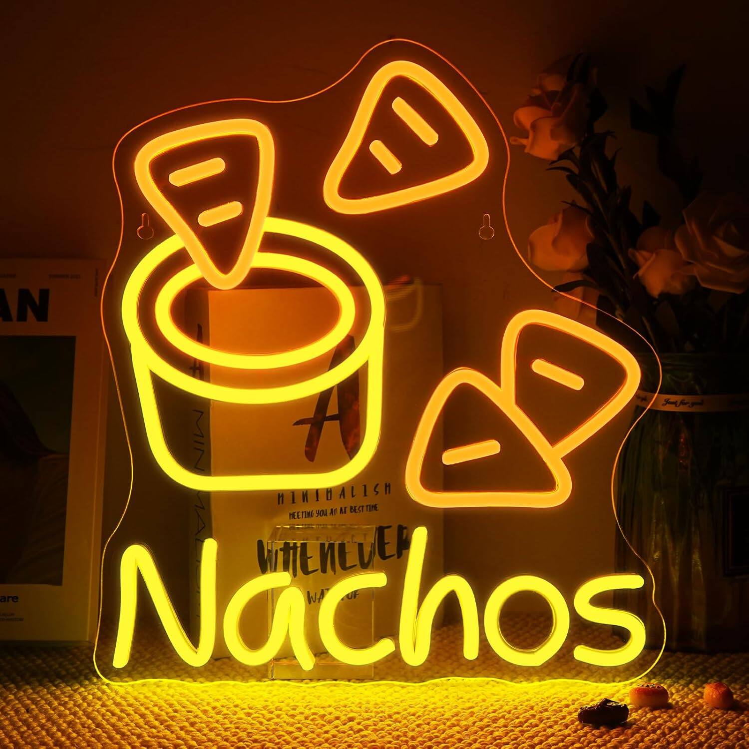 Auledio Nachos neon sign, cheesy delicious neon sign for wall ...