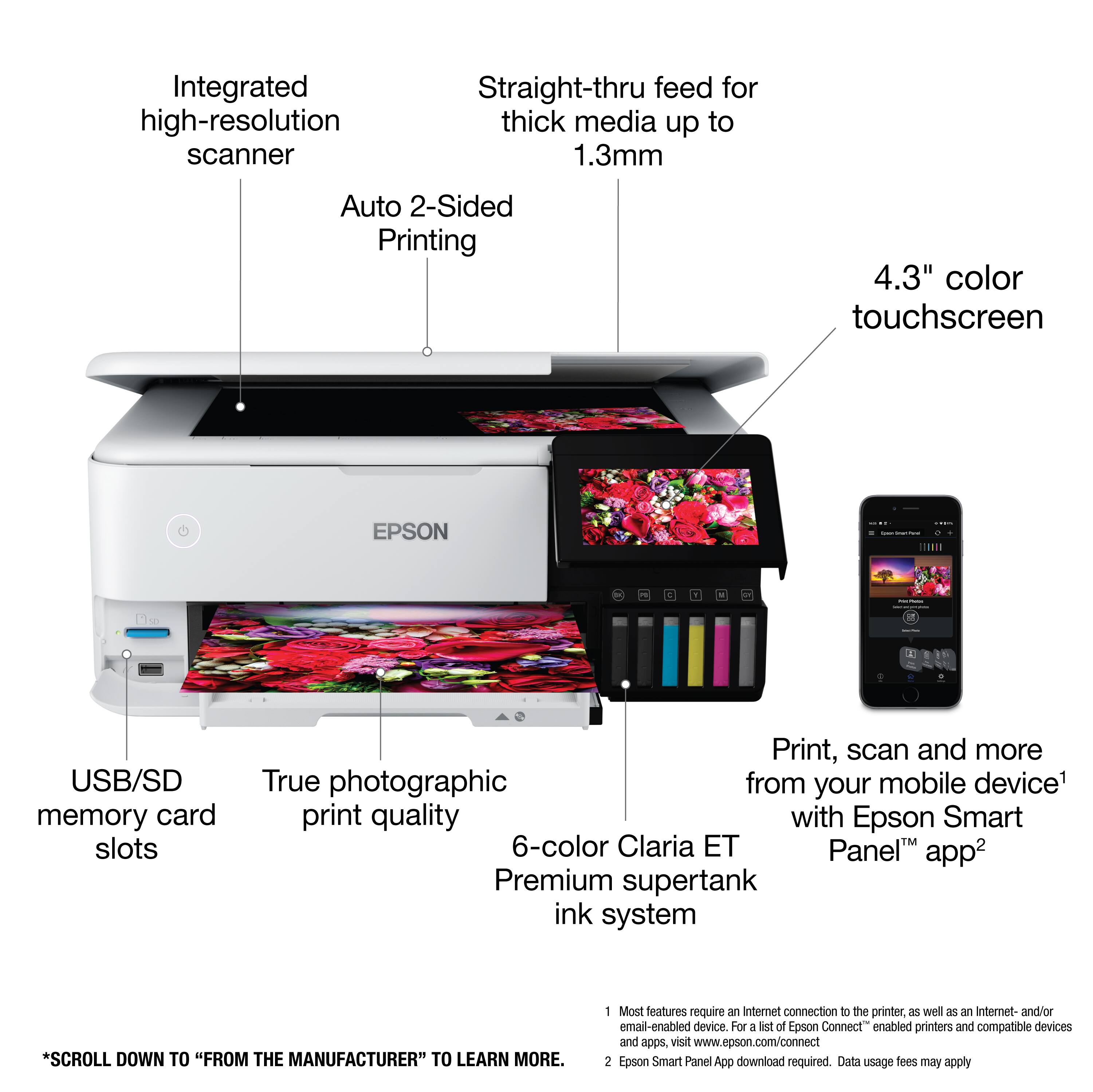 Epson EcoTank Photo ET 8500 Wireless Color All in One Supertank Printer ...