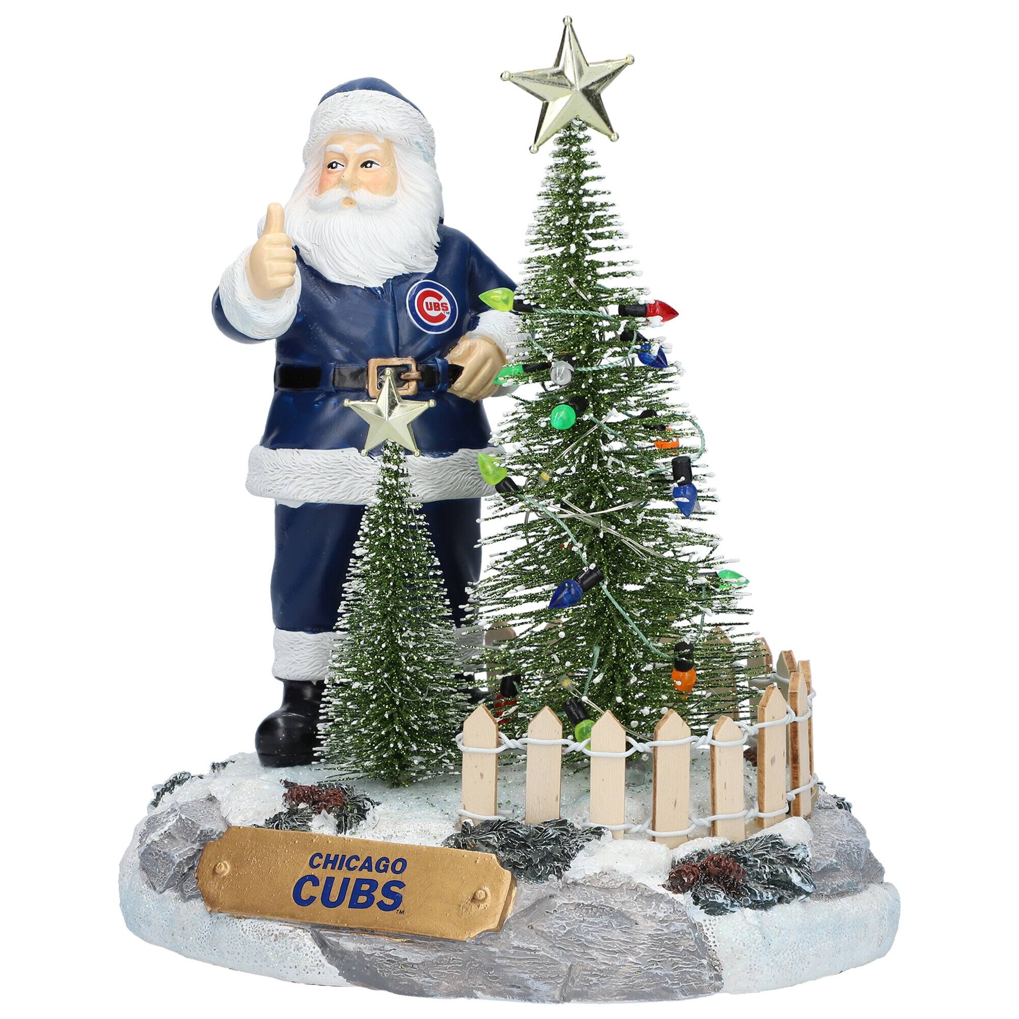 The Memory Company Chicago Cubs Santa Figurine with LED Tree Multicolor ...