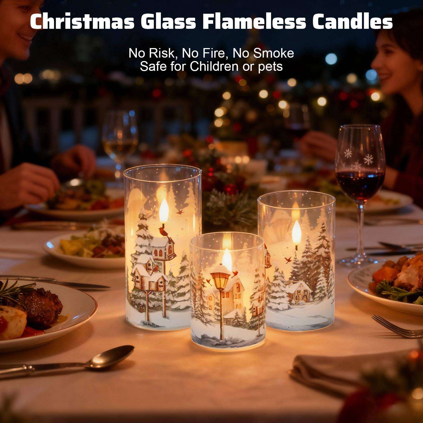 MAGICAL RUBS Red Bird Glass Candles With Remote Timer Operated Real Wax ...