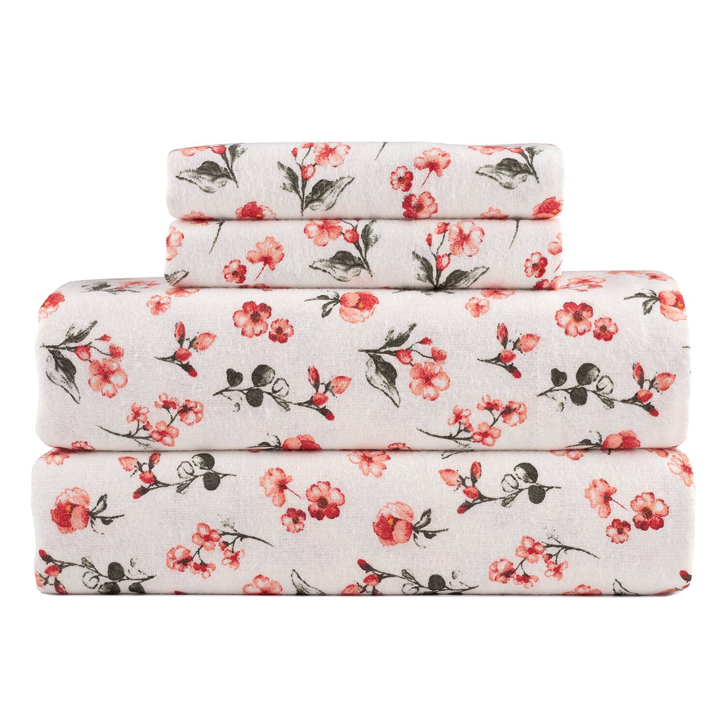 Kathy Ireland 100% Turkish Cotton Flannel Sheet Set Blush Floral 1296 ...