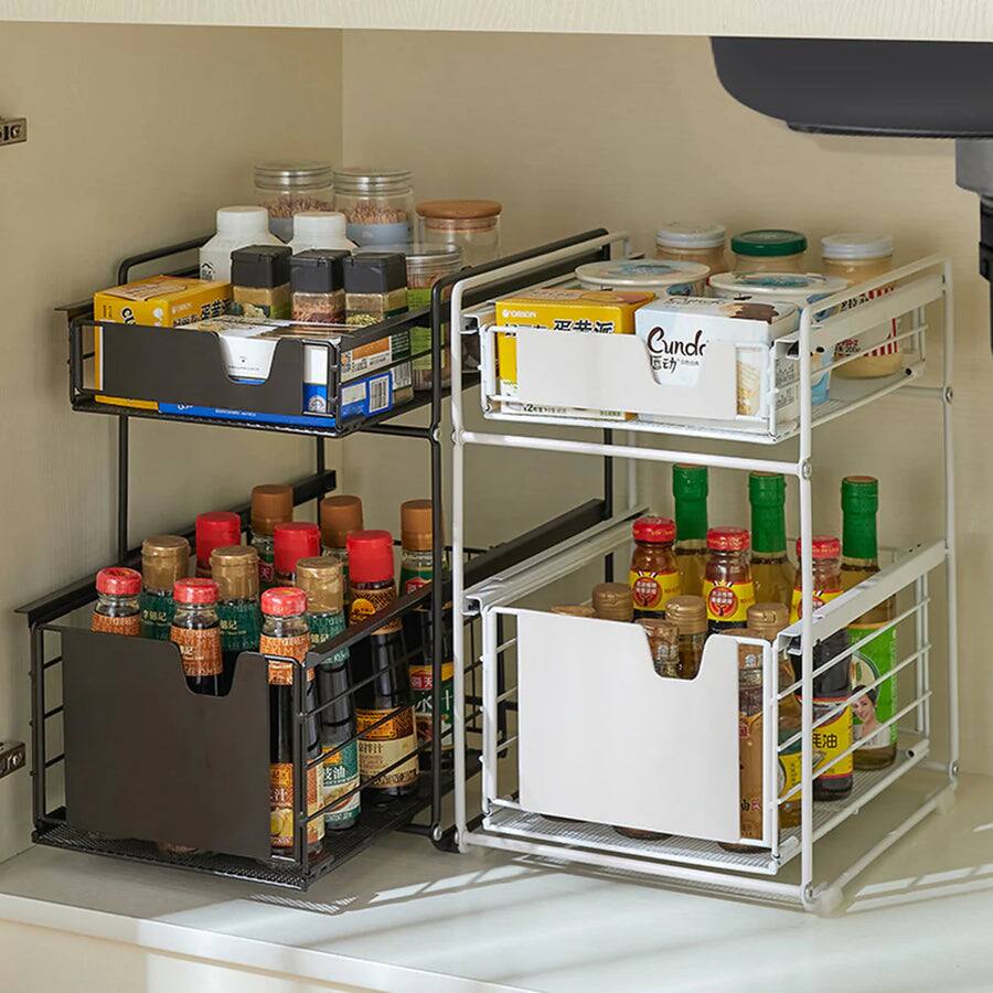 Adivo Kitchen Pantry Storage Organiser with Pull Out Drawer, Durable ...