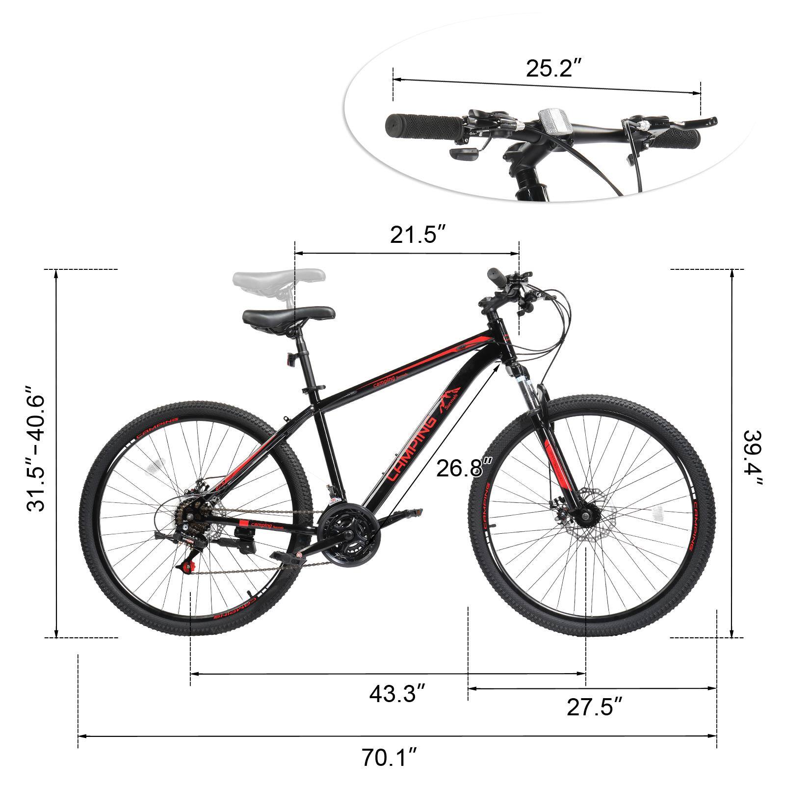 Winado 27.5" Mountain Bike 21 Speeds MTB High Carbon Steel Disc Brake Bicycle Men Black WINA-DT ...