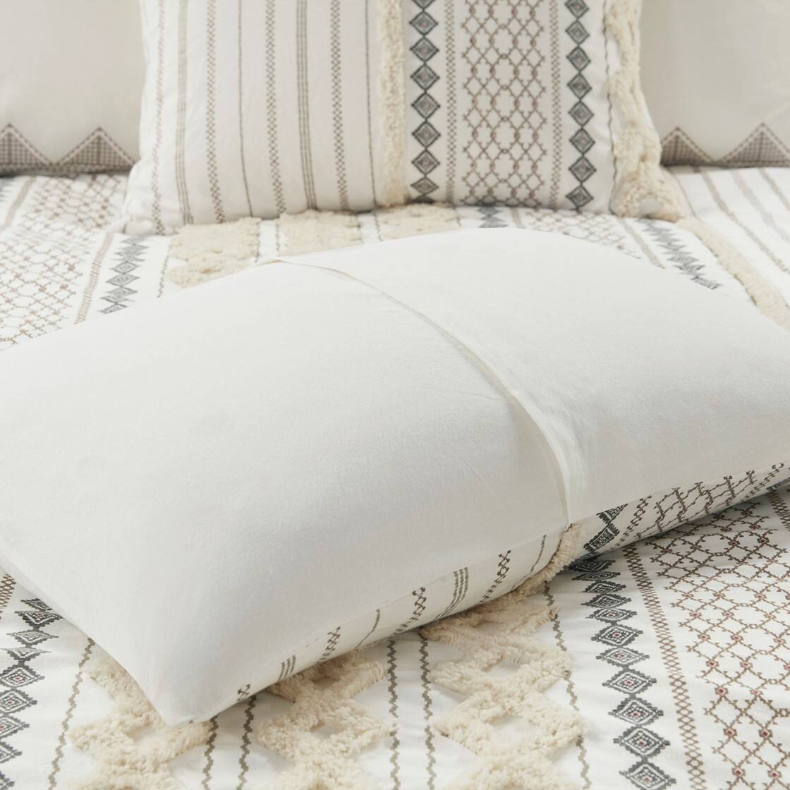 Gracie Mills Modesto Printed Cotton Comforter Set with Chenille Ivory ...