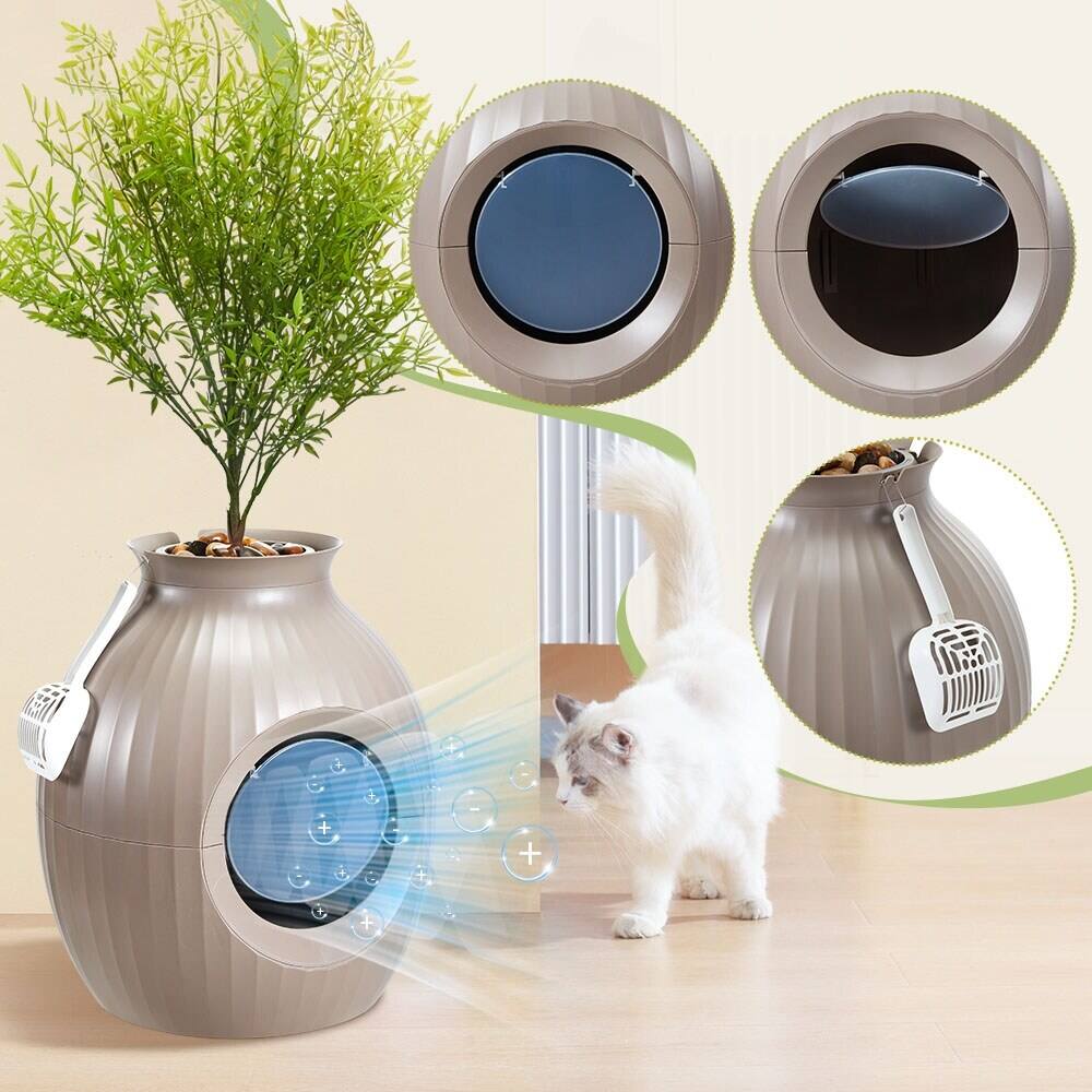 U HOMY Modern Hidden Cat Litter Box Furniture, Decorative Planter Cat ...