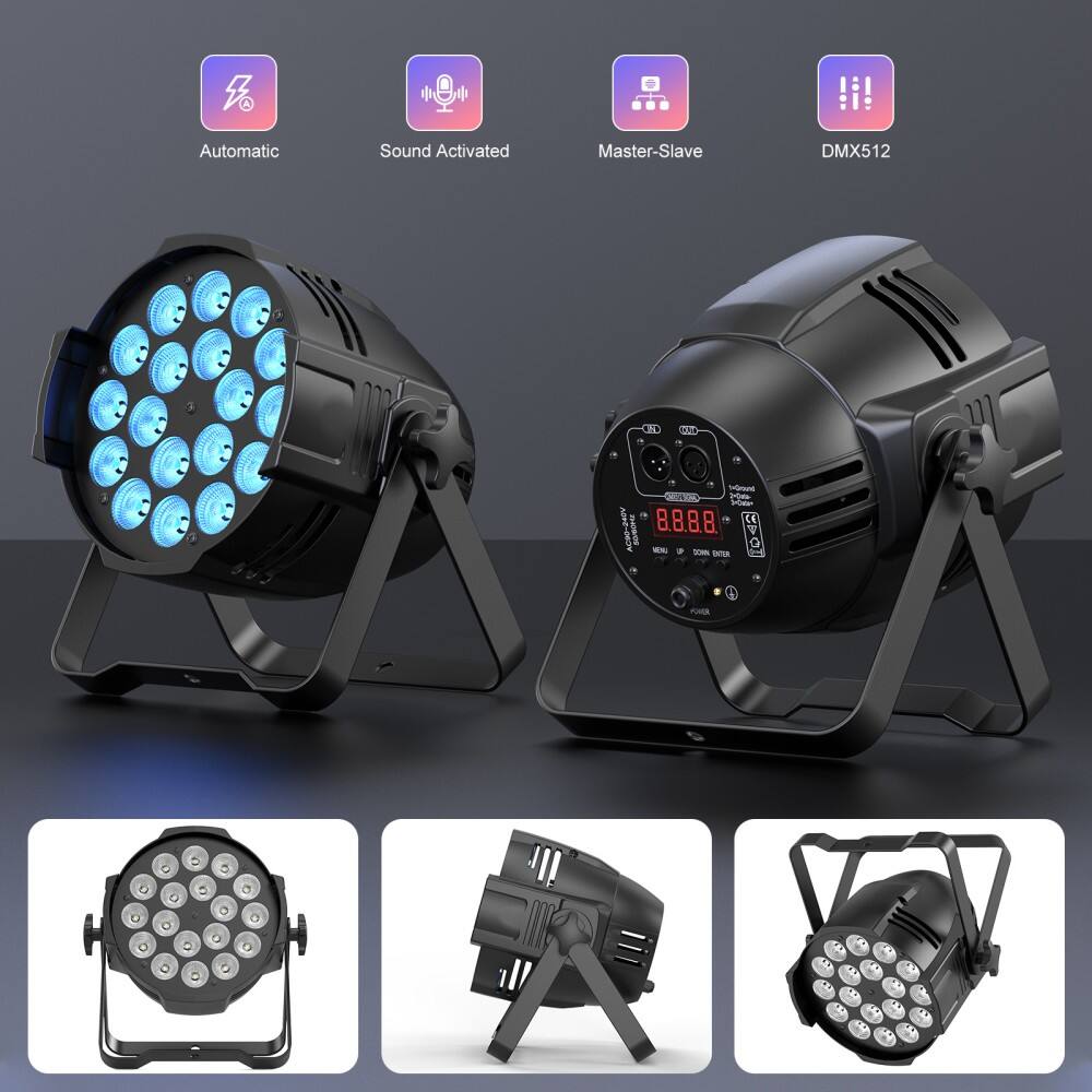 UKing 18PCS*8W 4 in 1 LEDs Stage Light DMX 512 Vocie Control RGBW ...