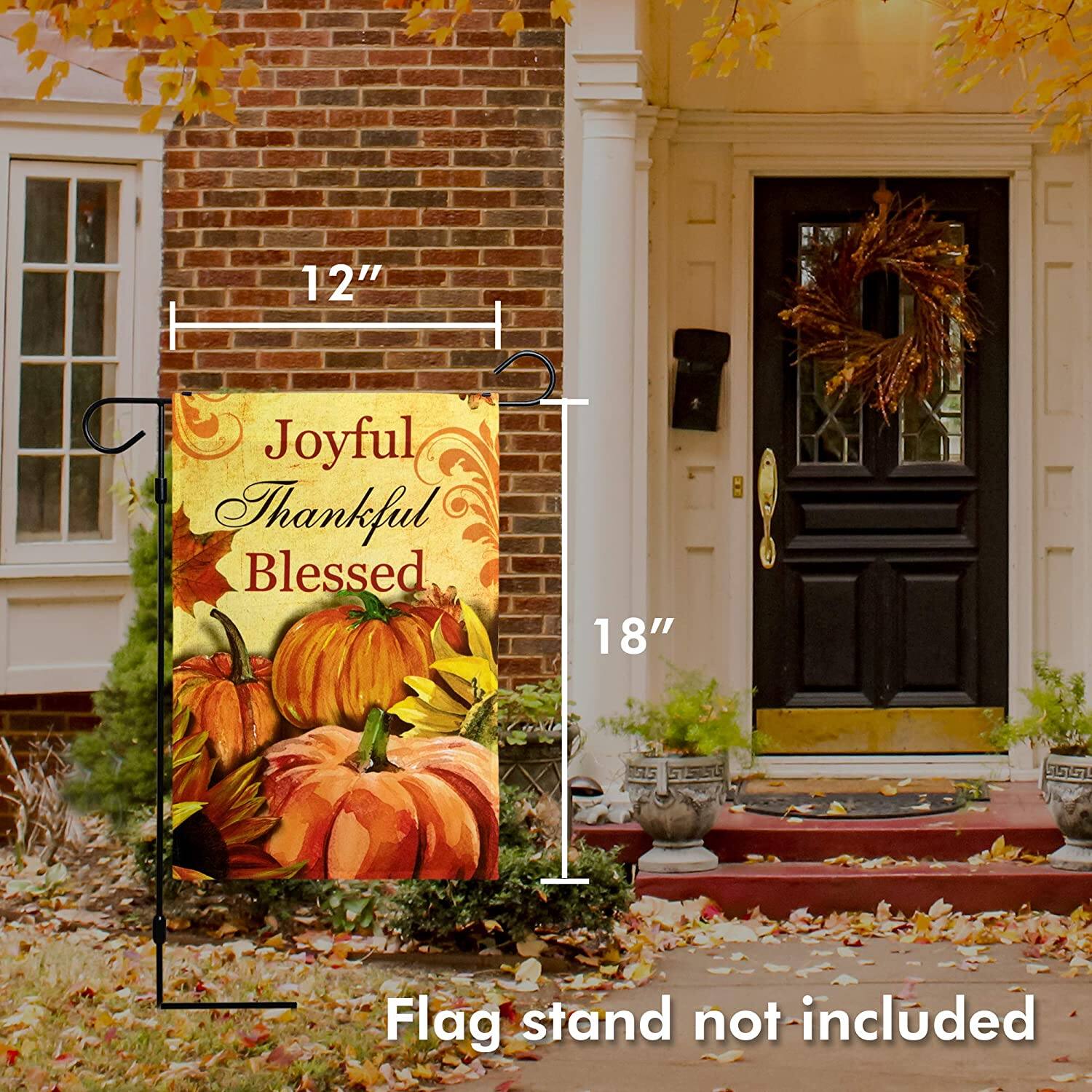 G128 Thanksgiving Garden Flag 12x18 in 150D Polyester Joyful Thankful ...