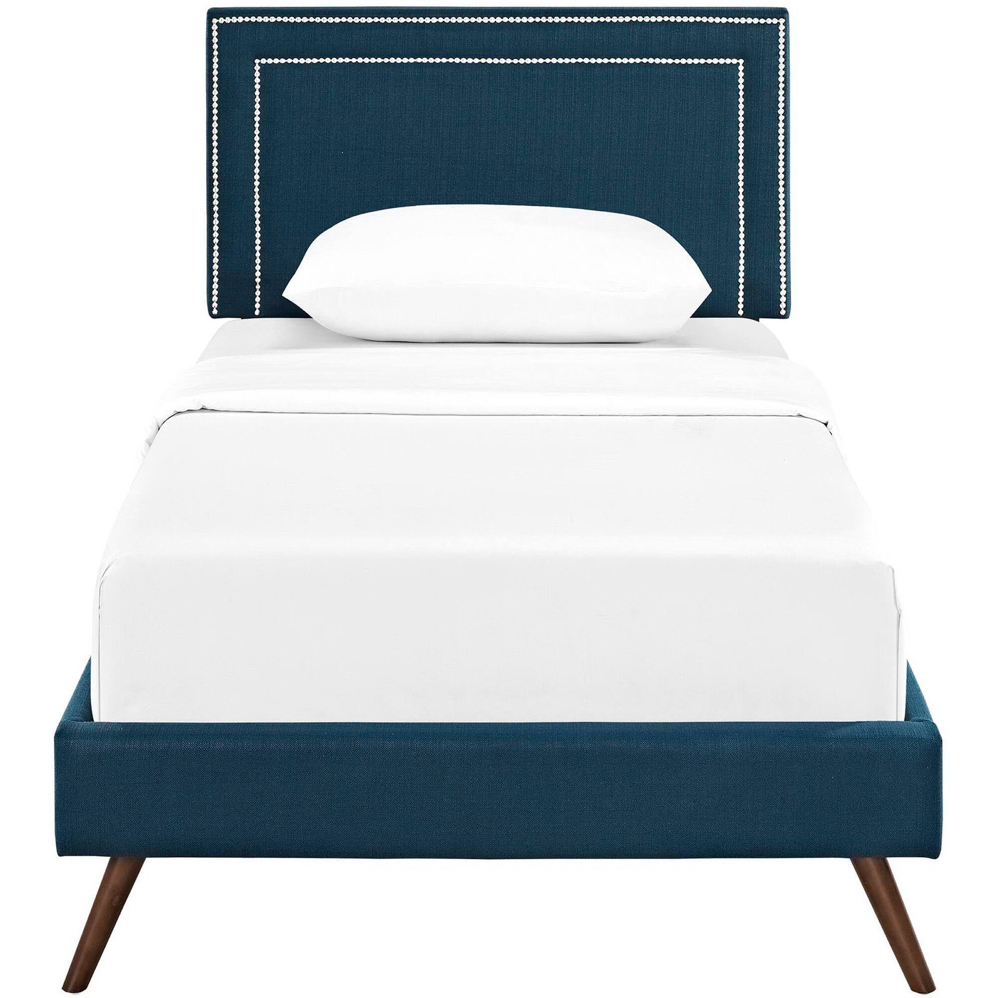 Modway Jessamine Fabric Platform Bed with Round Splayed Legs Azure MOD ...