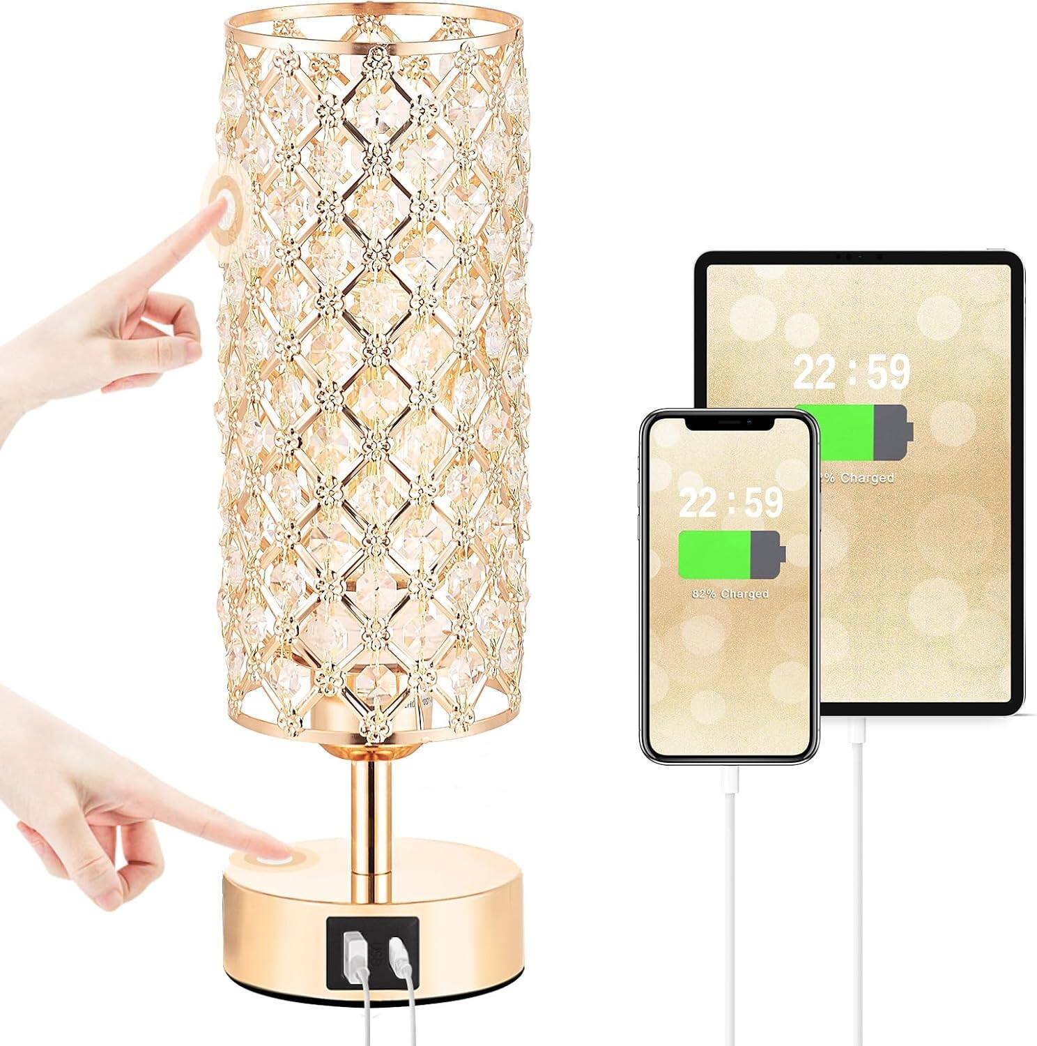 The Best Inks Rose Gold Table Lamp Lamp Crystal USB Dimmable Crystal ...