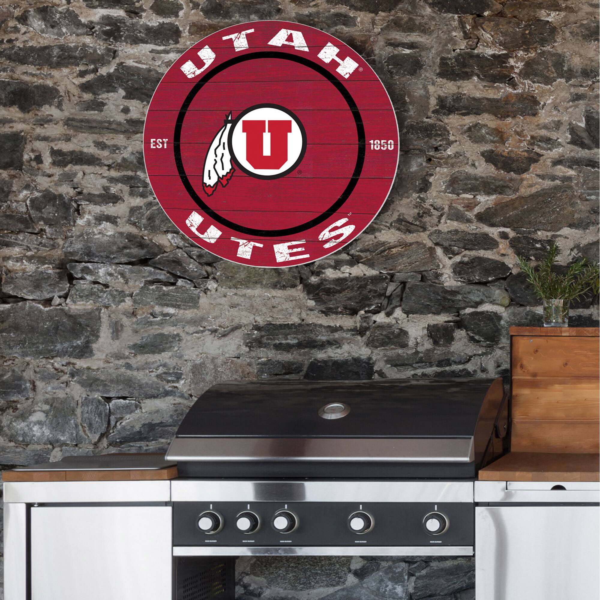 Jardine Utah Utes 20'' x 20'' Indoor/Outdoor Circle Sign Red 4457205 ...