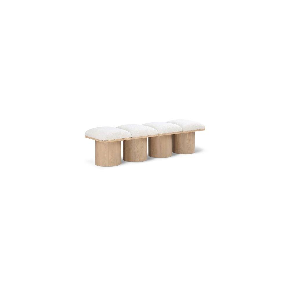 Meridian Furniture Pavilion Bench Cream Boucle Fabric 465Cream-4B ...