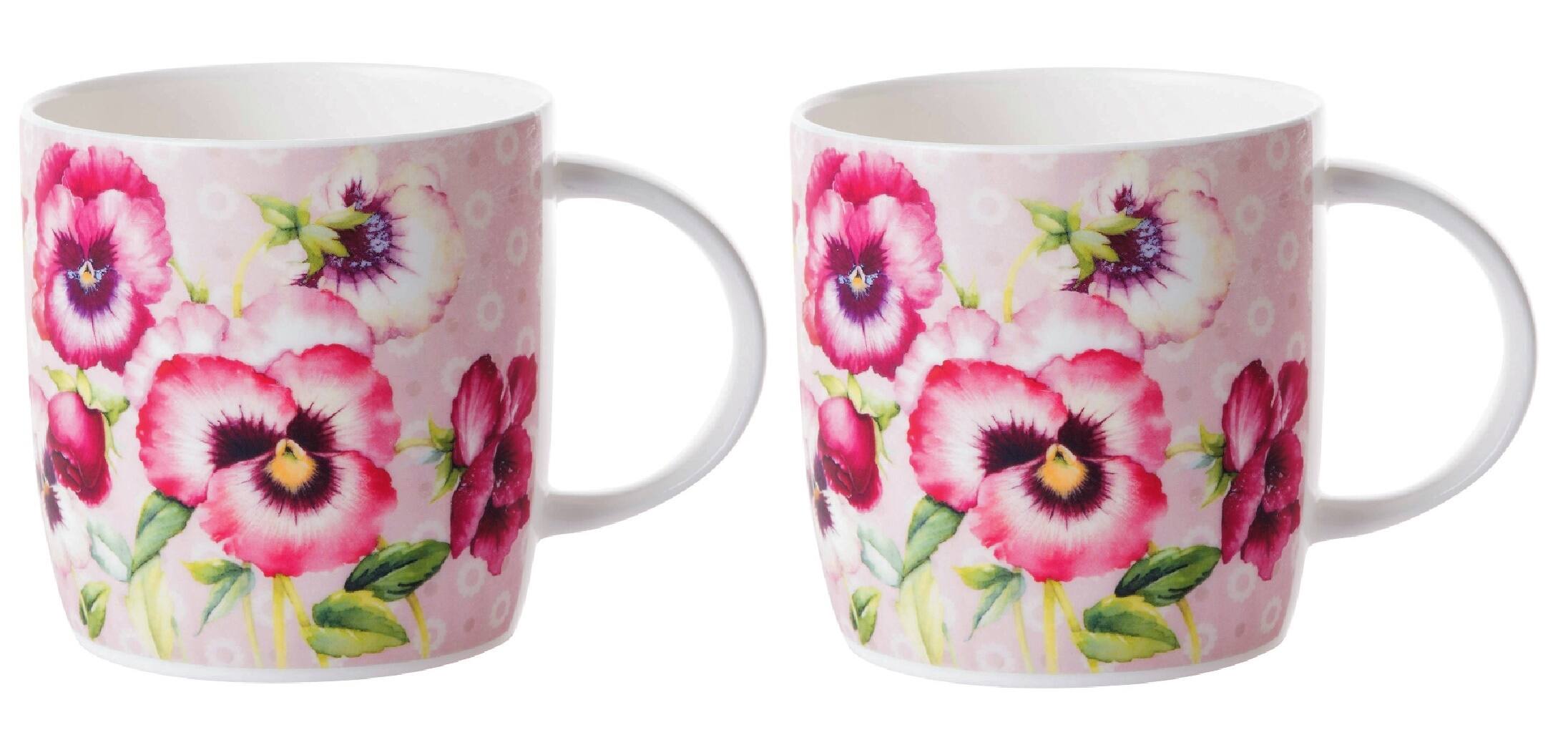 Jiallo Roy Kirkham Sophie Mugs Pansy Garden Set of 6, Bone China ...