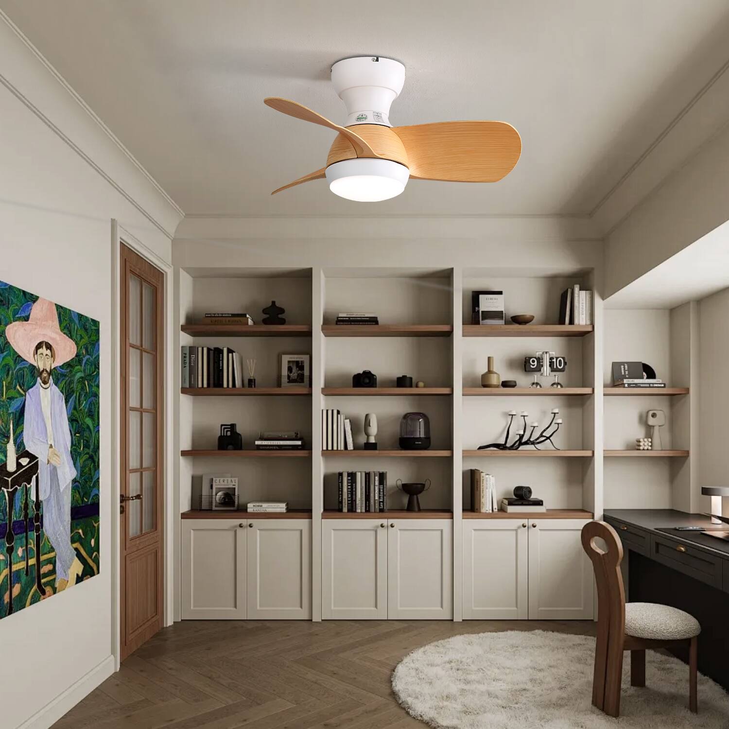 APRILSOUL 23 Inch Mini Led Ceiling Fan 3 ABS Blades Remote DC Motor For ...