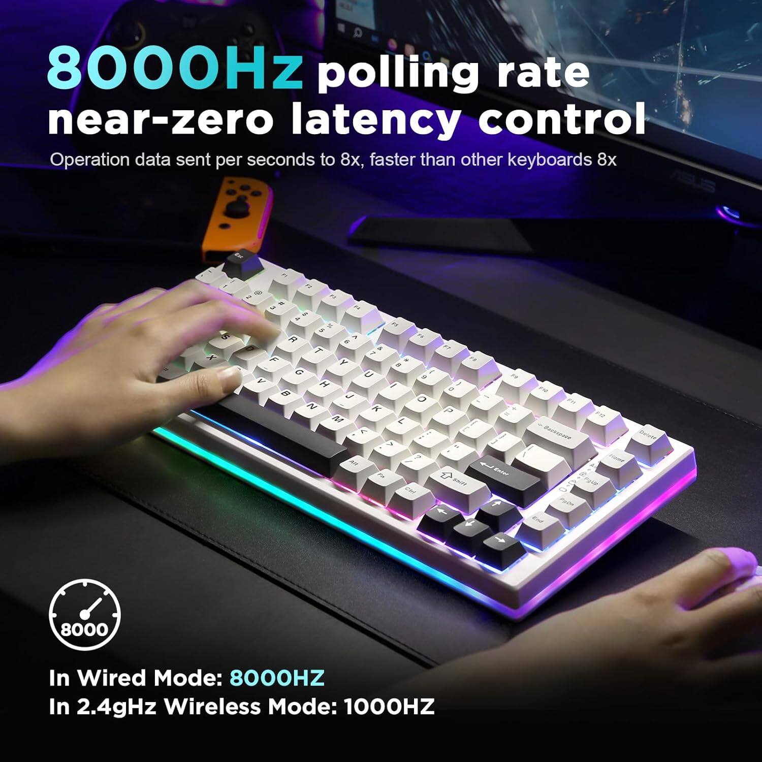 Wikistore RT80 Rapid Trigger Hall Effect Magnetic Keyboard, 8K Polling ...