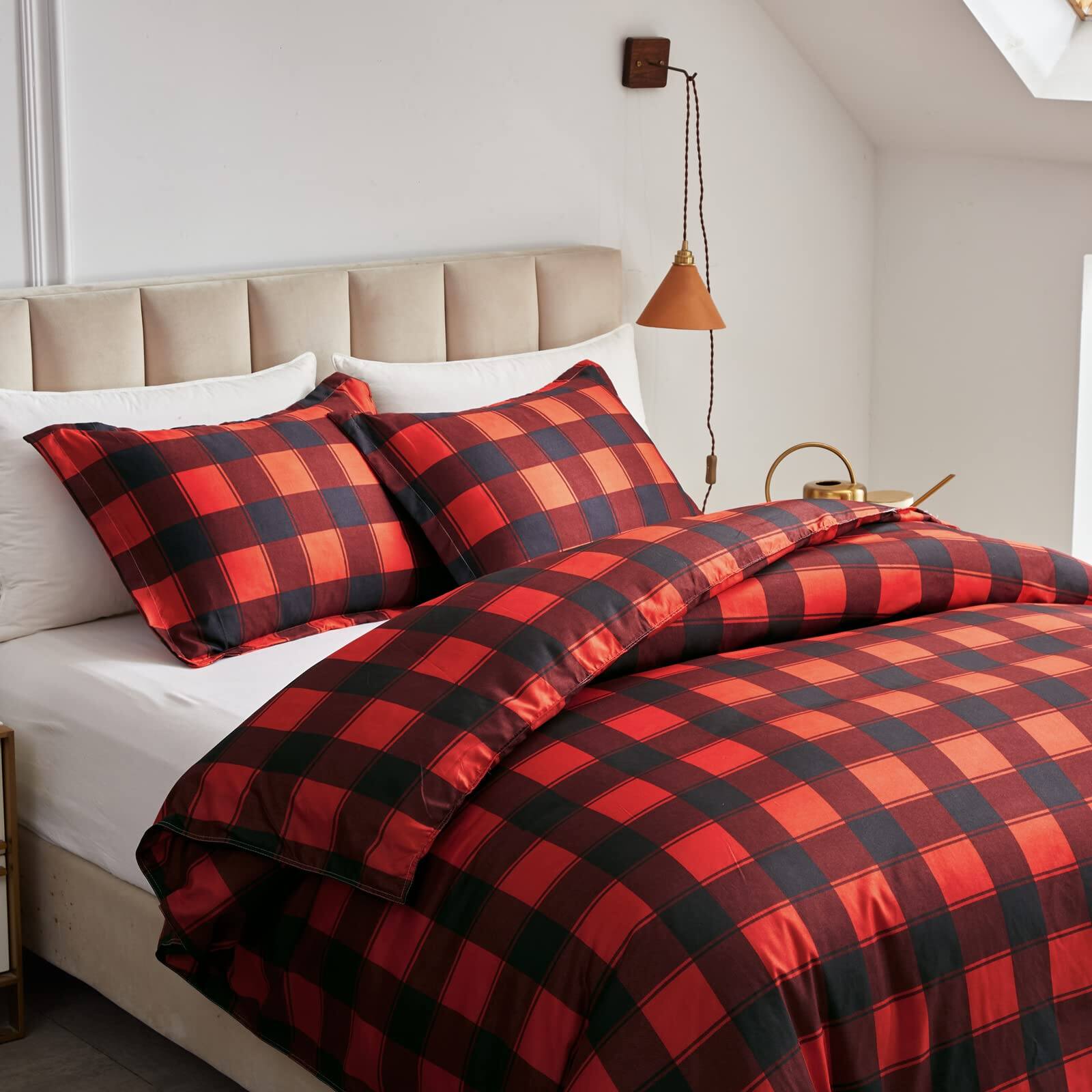 Dapper Styles Christmas Comforter Set N Check Gingham Checker Design Soft Microfiber Bedding For ...