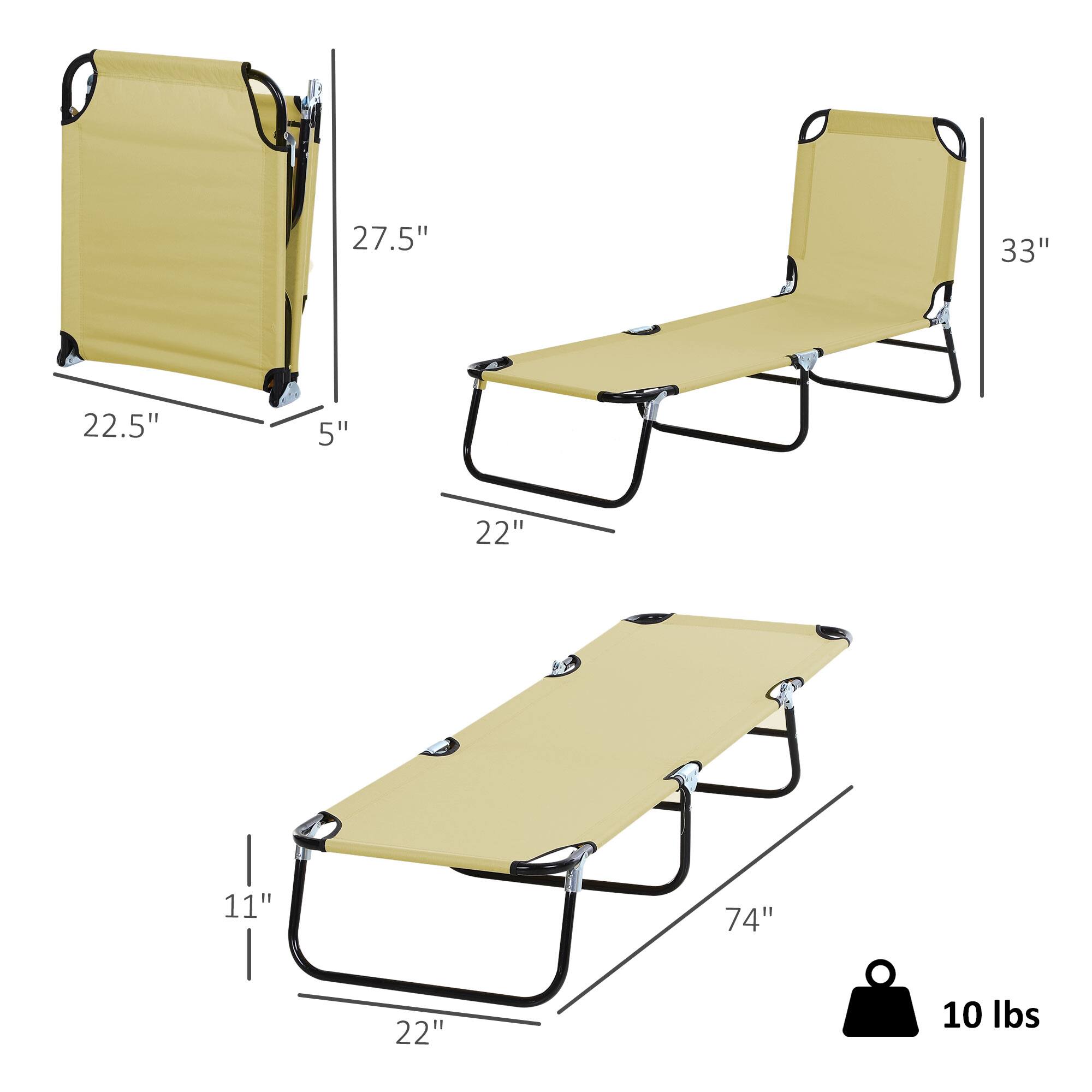 Outsunny Folding Chaise Lounge Pool Chairs, Outdoor Sun Tanning Chairs ...