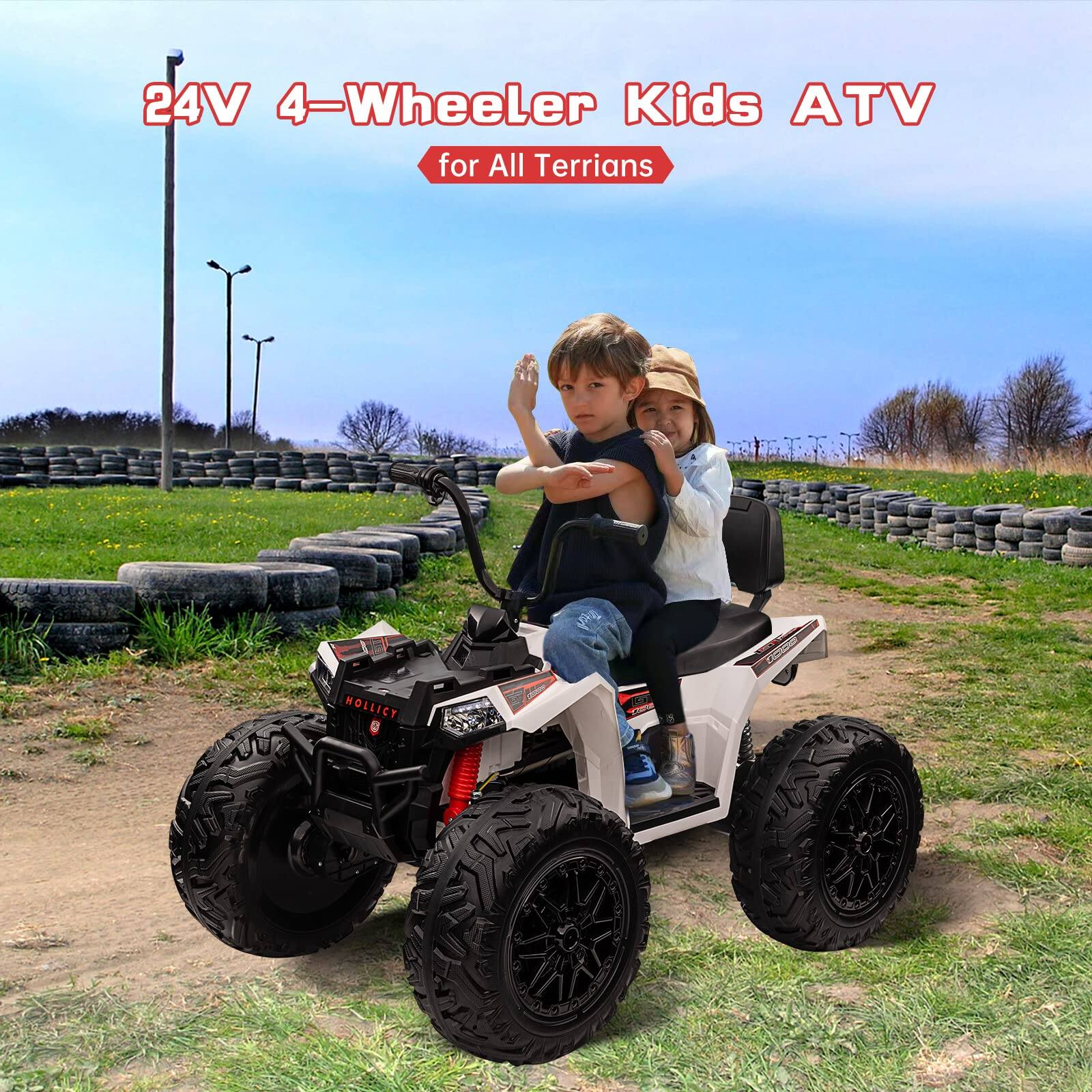 GARVEE 24V 4WD Kids Ride On Quad, 4x80W Motors, 7AHx2 Battery ...
