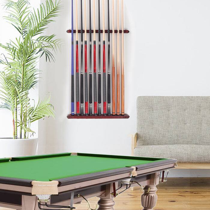 GSE Games & Sports Expert 2 Piece Wood 12 Billiard Pool Cue Rack Wall ...
