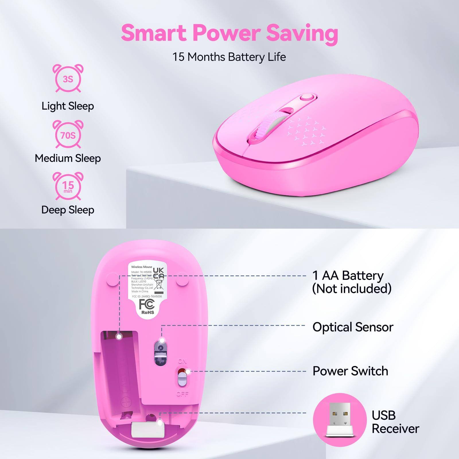 Cozy Serene Wireless Mouse USB For Laptop 2.4g Quiet Computer With ...