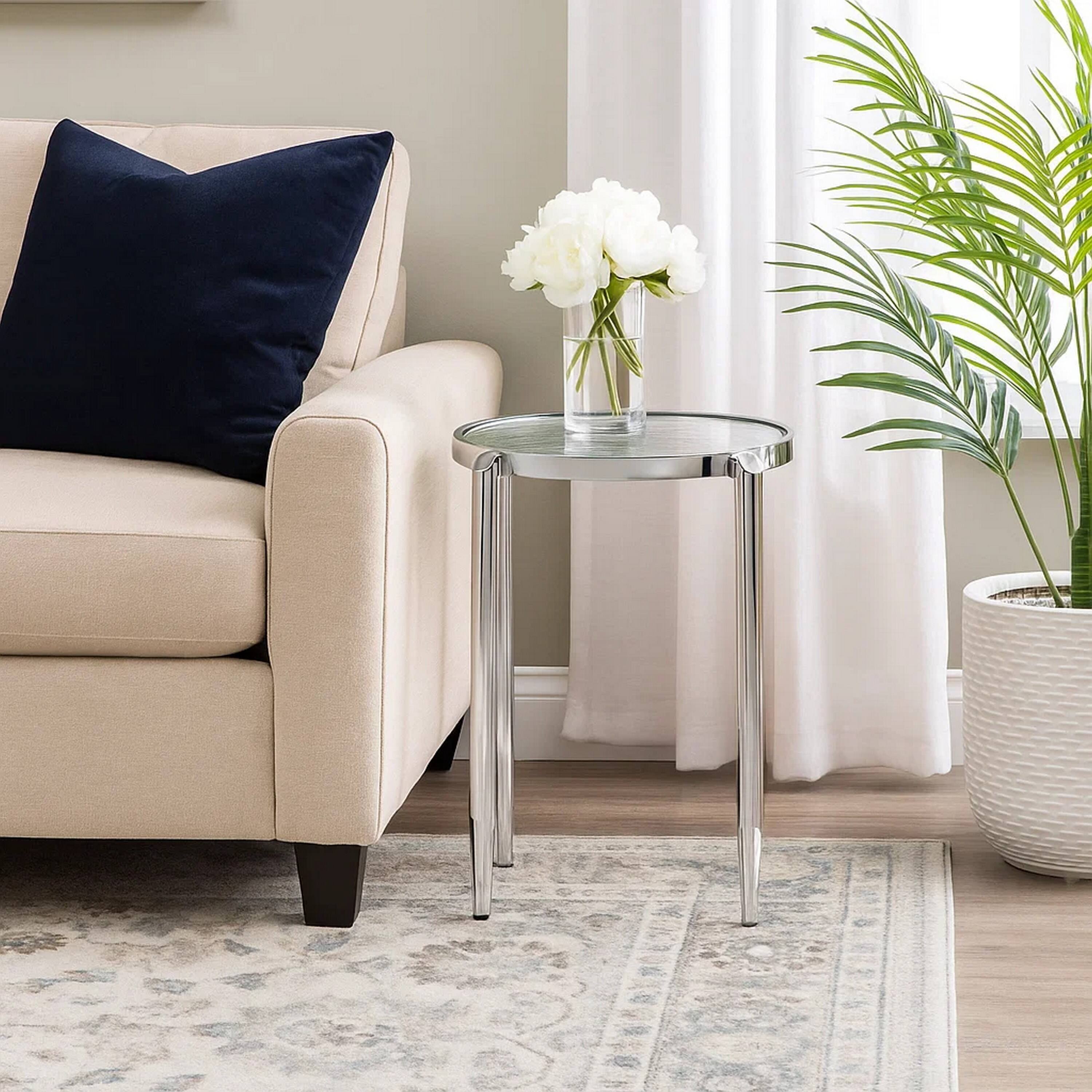 Manhattan Lane End Table with Tubular Rounded Legs and Frosted Glass ...