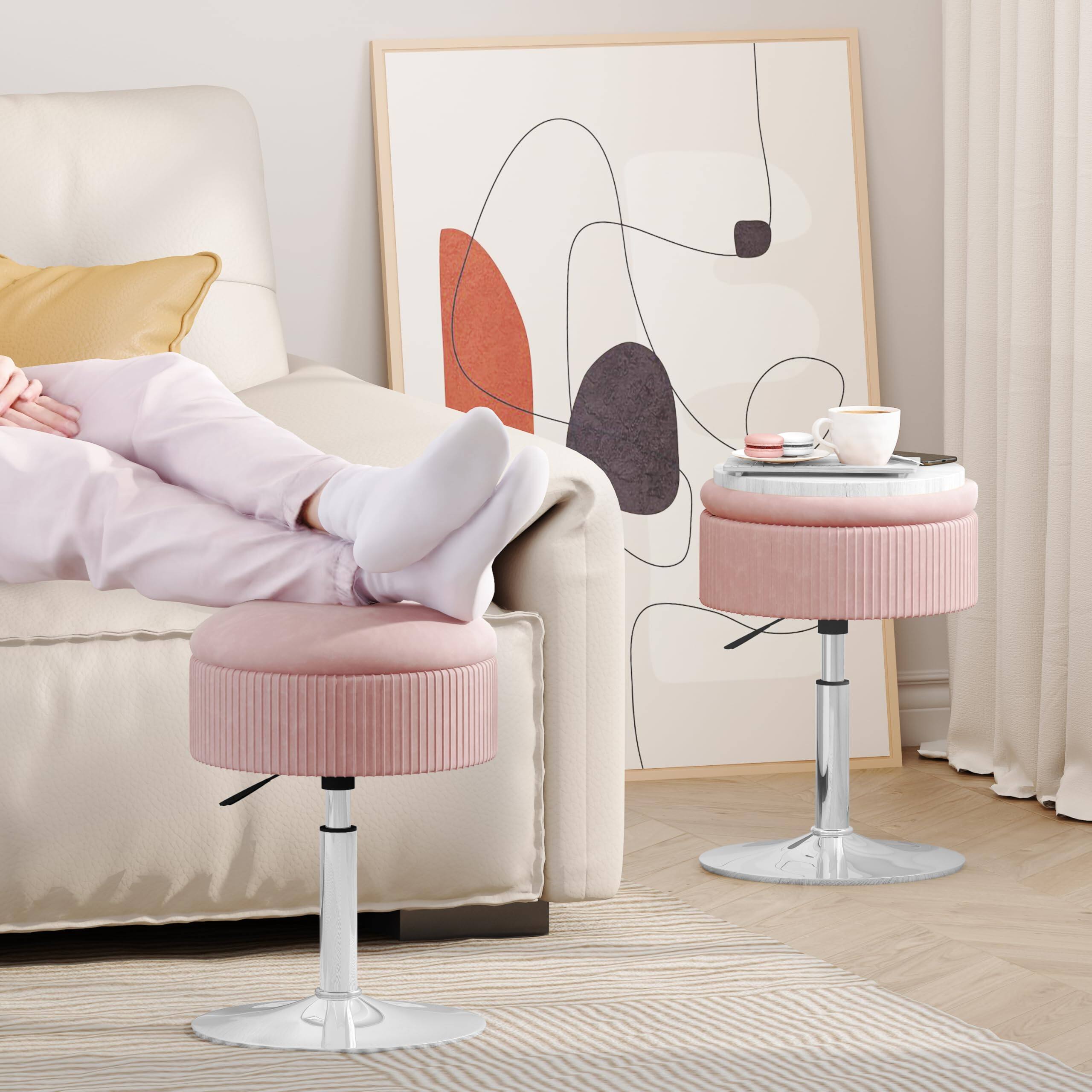 JETRANSPORT Fire resistant Vanity Stool Storage Adjustable Swivel Chair ...