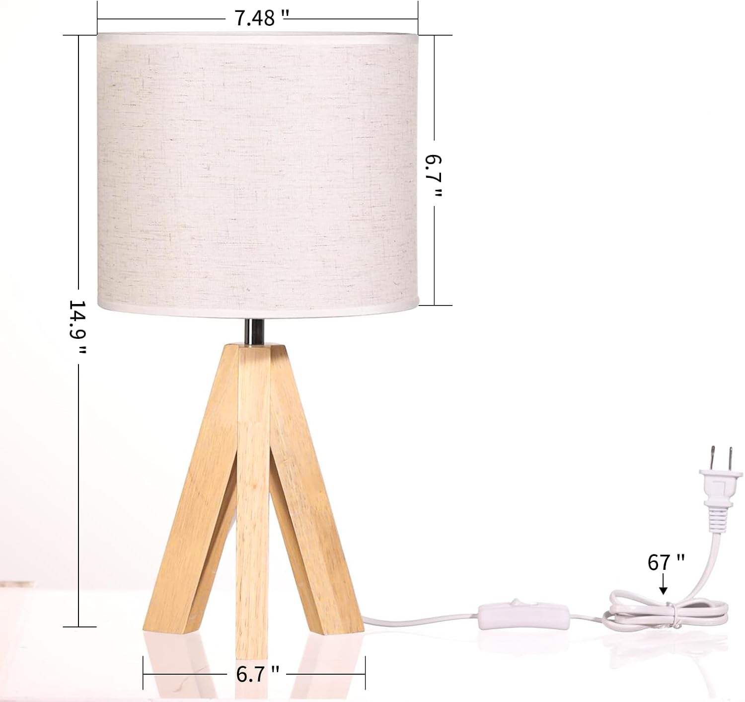 Stamp n Camp Table Lamp Tripod Desk Lamp with Linen Fabric Lampshade 14 ...